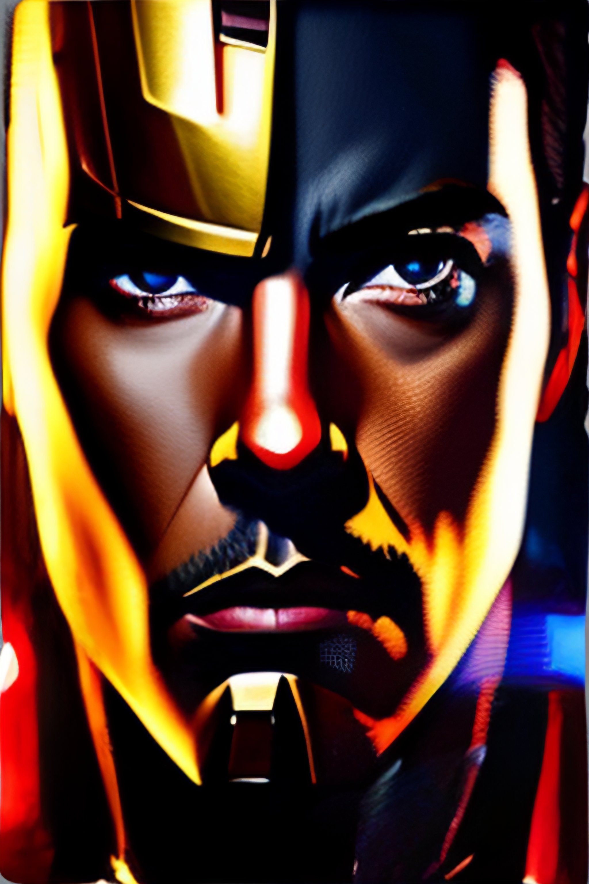 Lexica - A close-up portrait of ironman, right half of face is Ironman ...