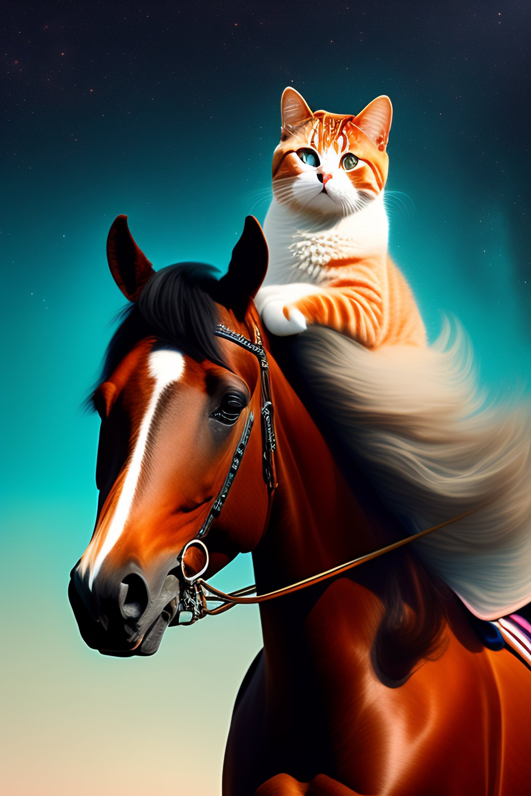 Lexica - Cat on a horse in space