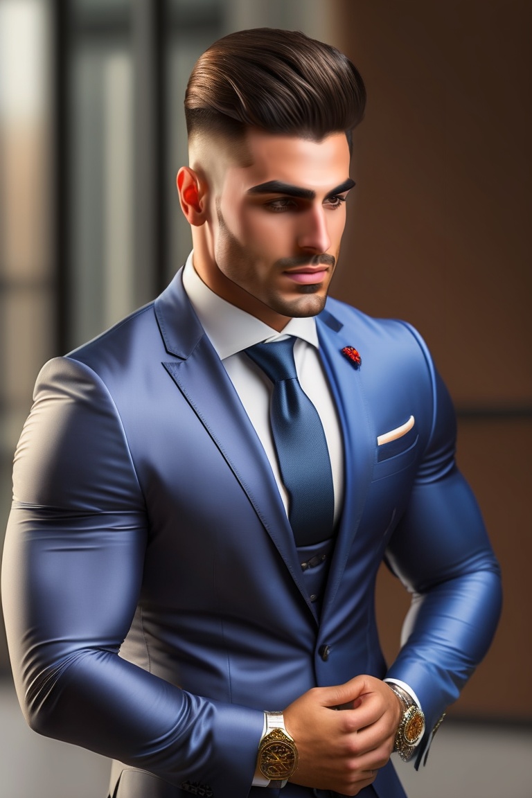 Lexica - Turkish man, office man, suit, Turkish, gym body, fair, handsome