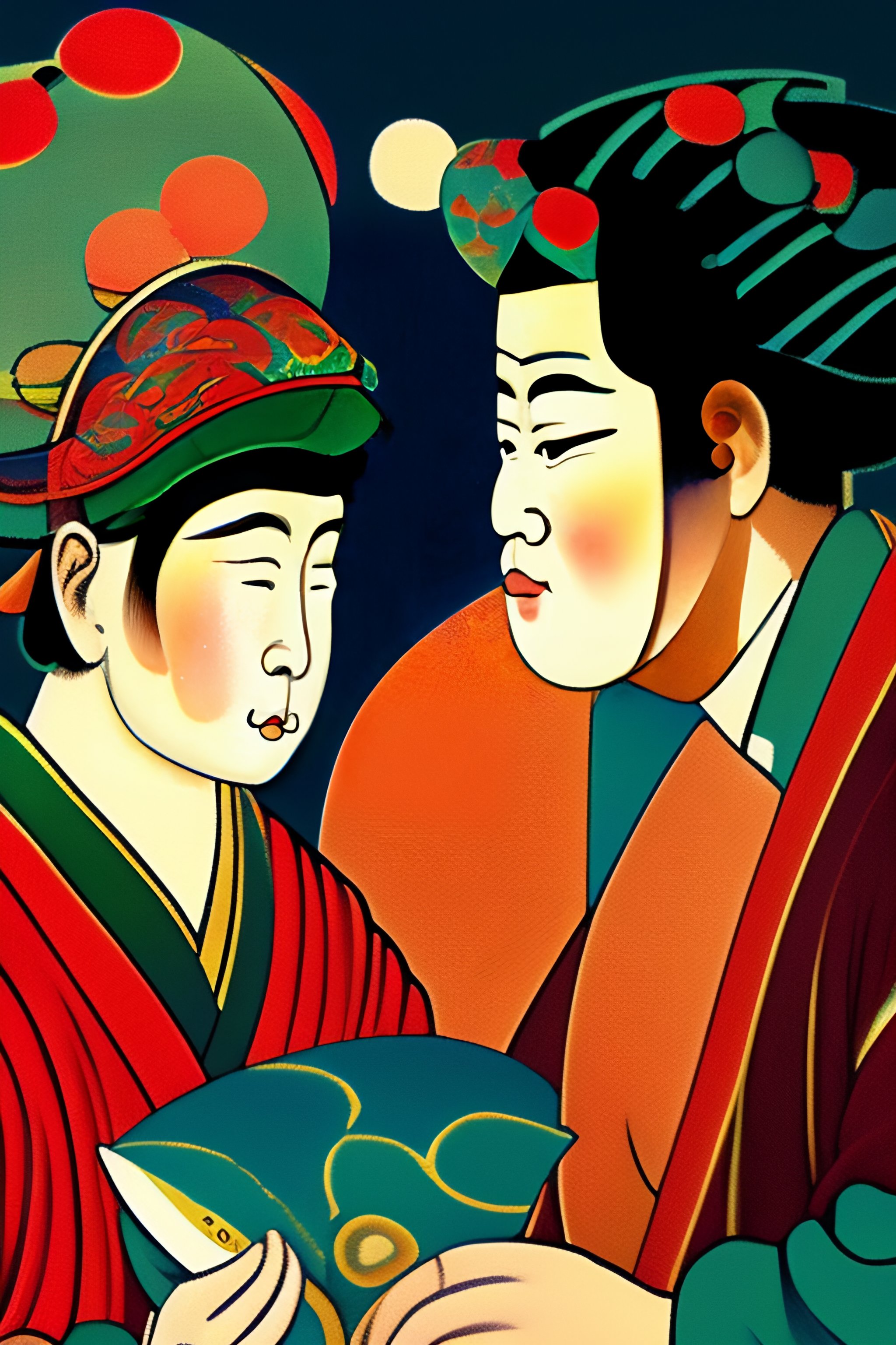 Lexica - Illustration of 2 ancent Japanese fishman