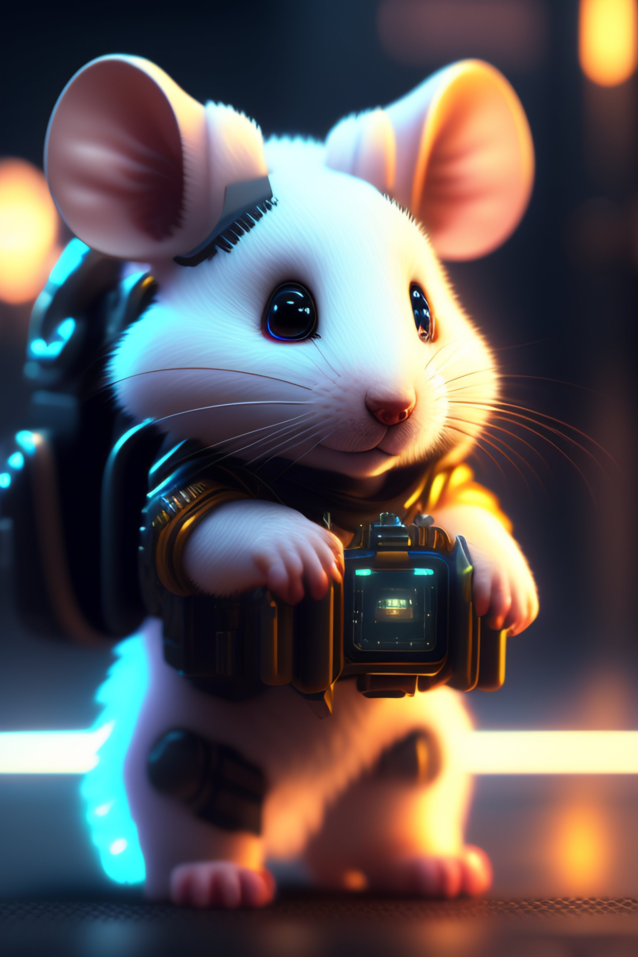 Lexica - High quality 3 d render very cute fluffy cyborg!! rat with ...