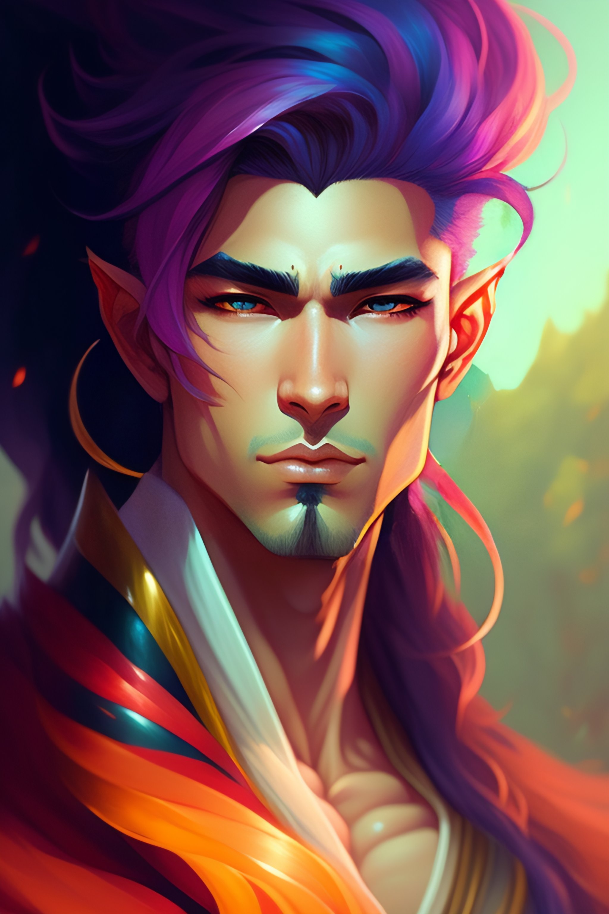 Lexica - Portrait of young beautiful male forest spirit, elven, multi ...