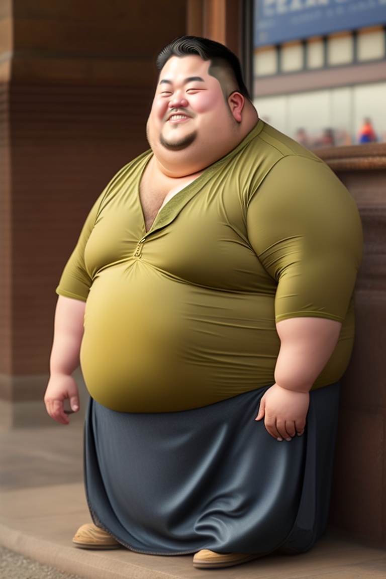 Lexica - 30 year old man, fat, beggar, happy