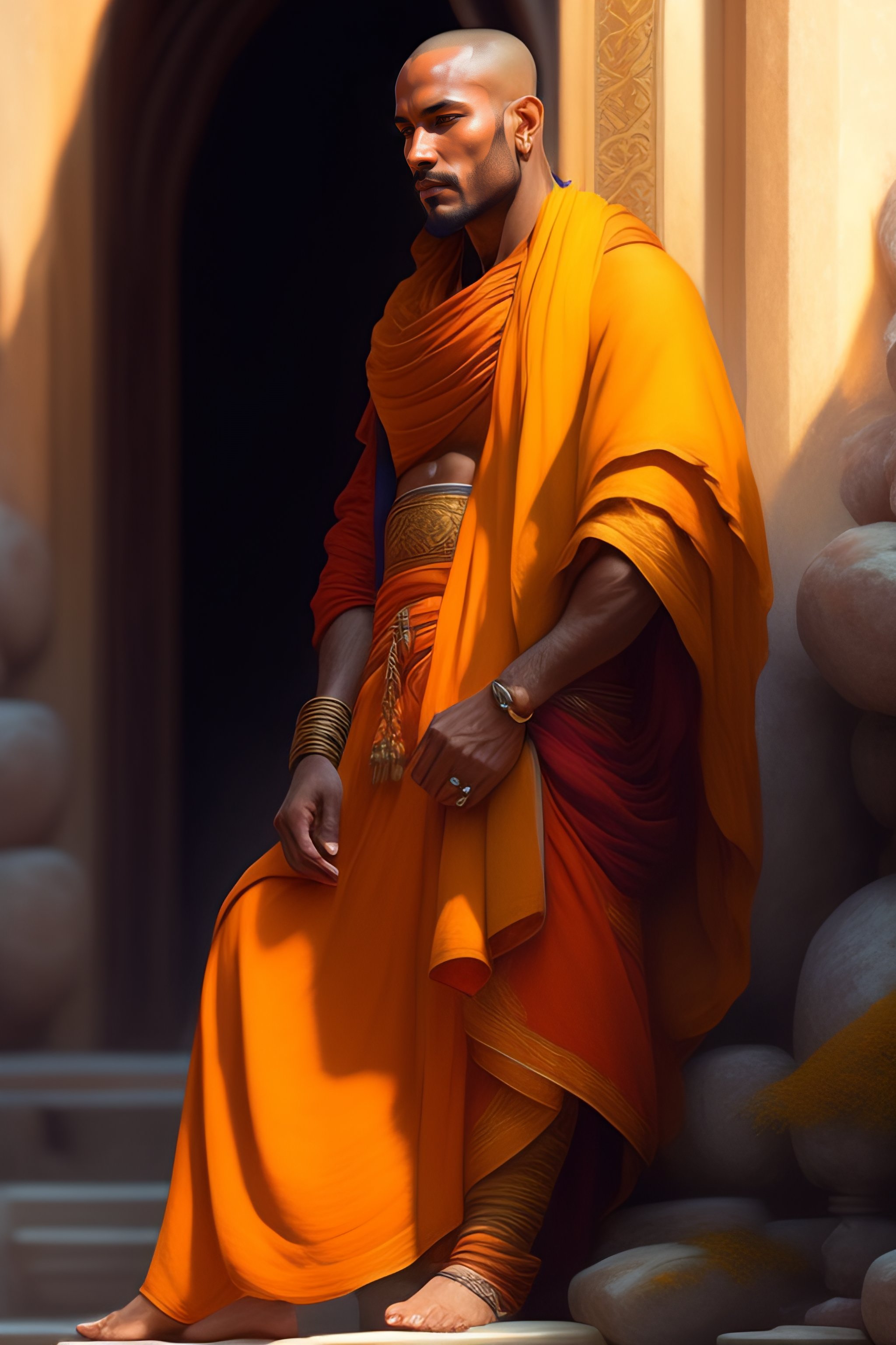 Lexica - Male Monk is doing meditation on himalayas in saffron clothes ...