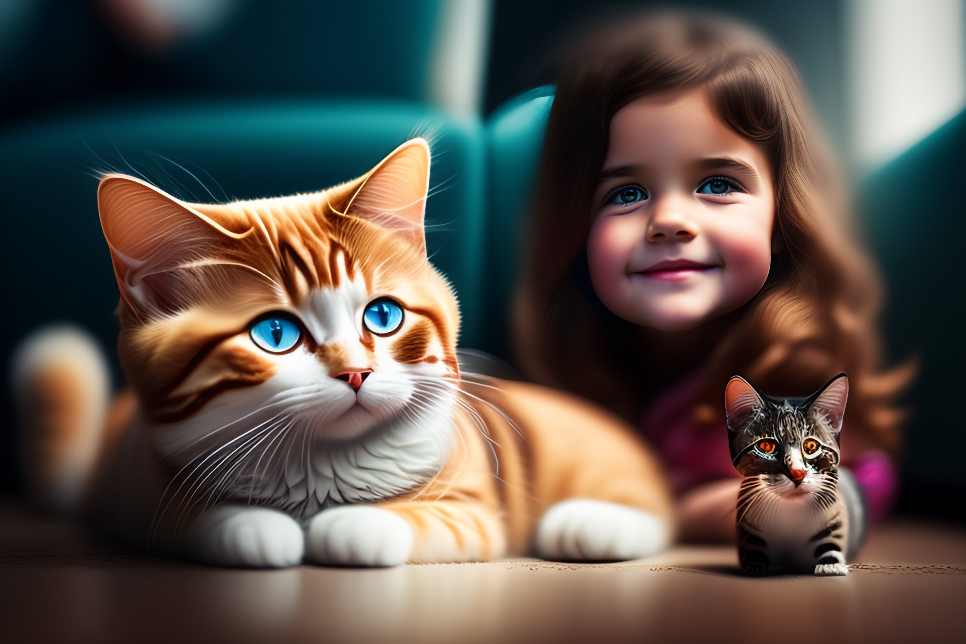 Lexica - Extremely detailed photo of a cute little girl with a bionic cat