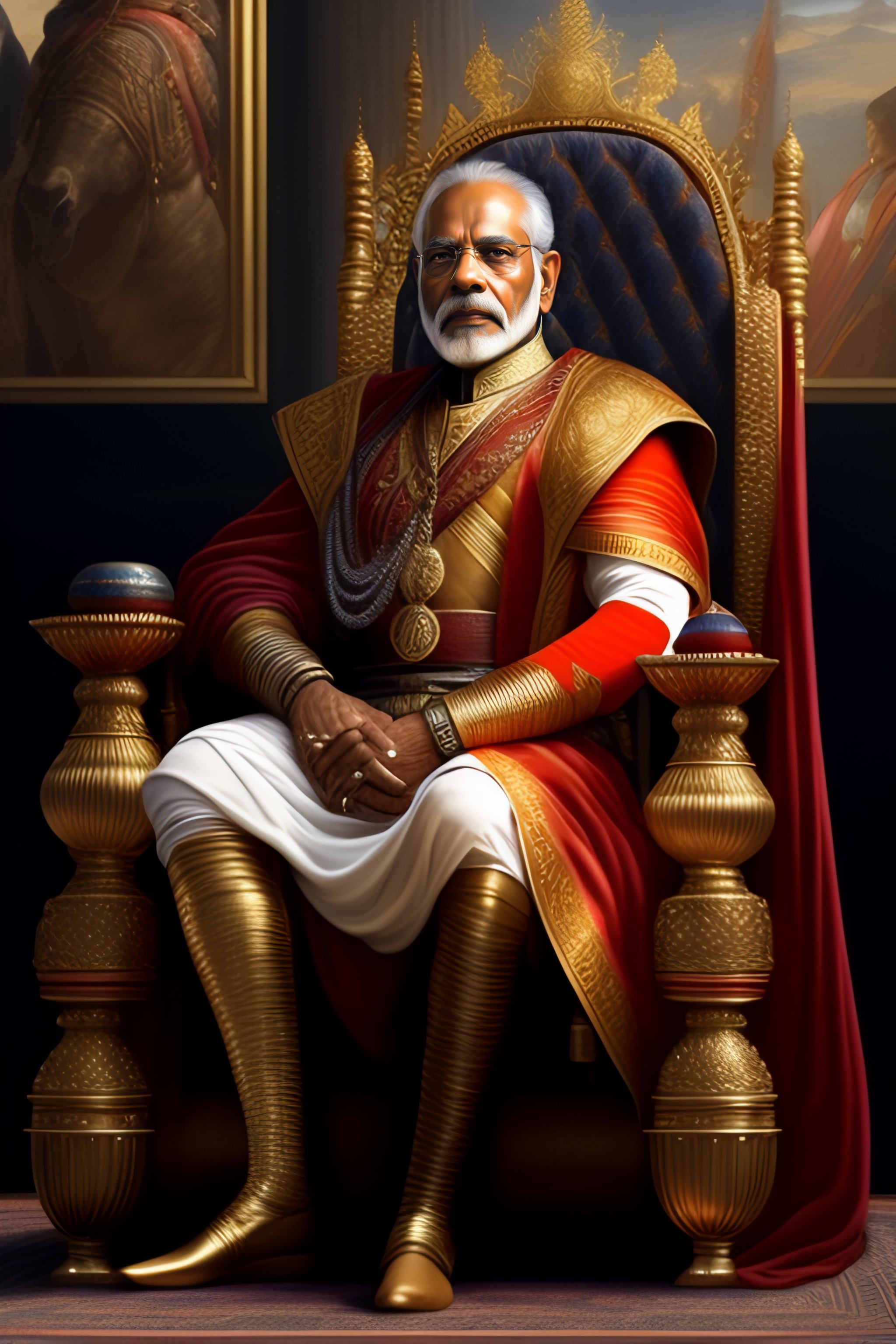 Lexica - Narendra modi as a medieval king on a throne by Edgar Maxence ...
