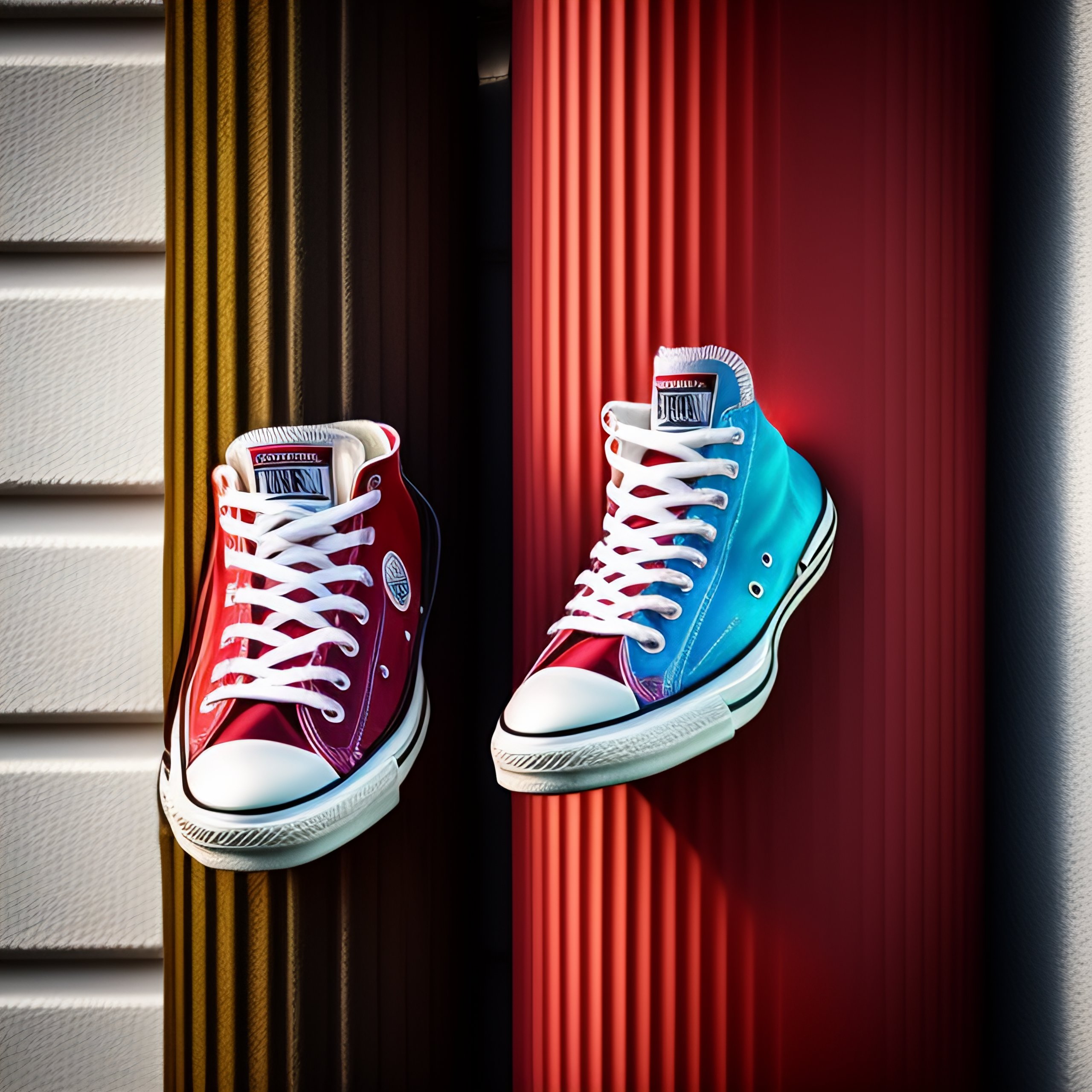 Lexica - Portrait of a pair of converse sneakers hanging by the ...