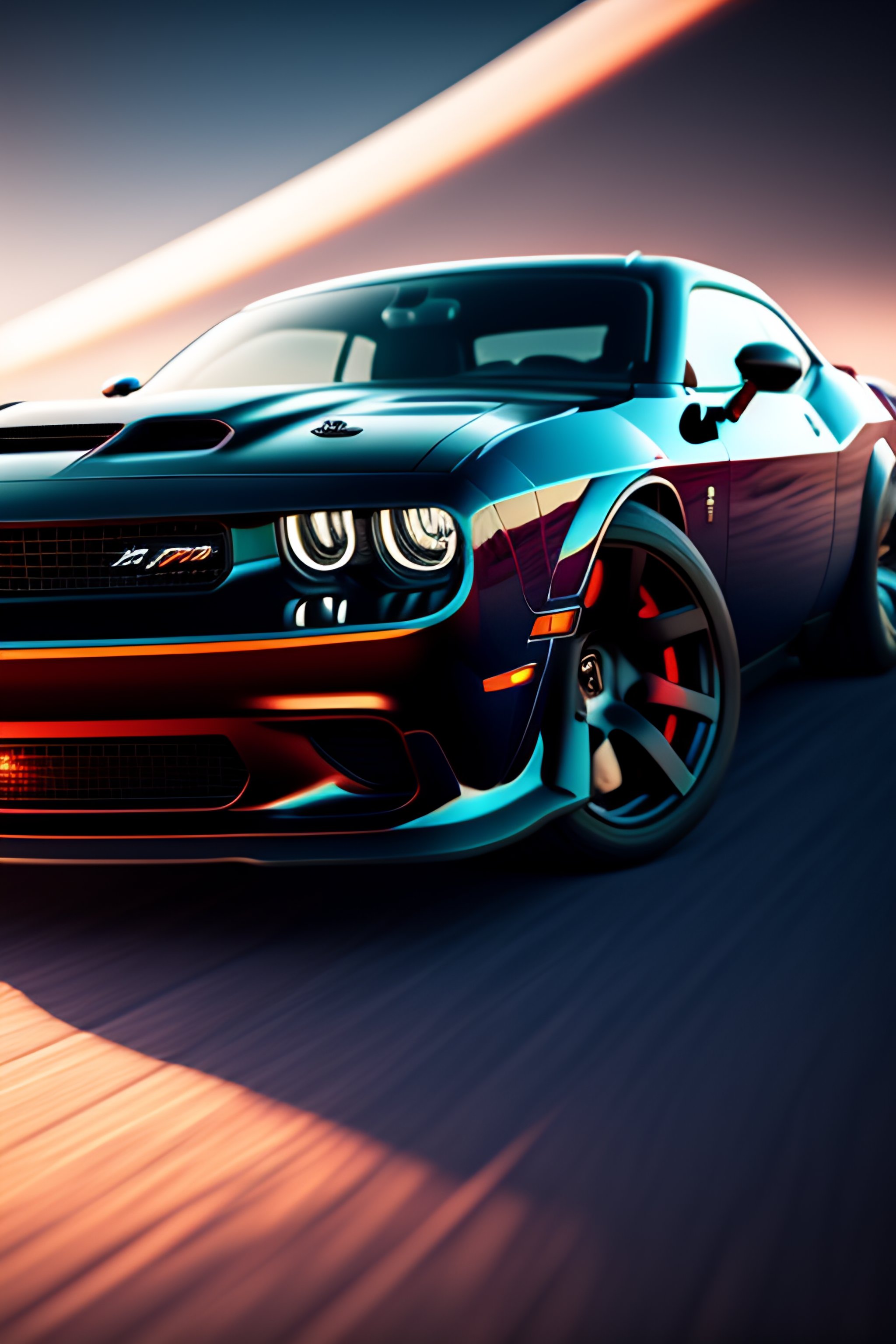 Lexica - Highly detailed 2022 Dodge Challenger Hellcat Redeye racing in ...