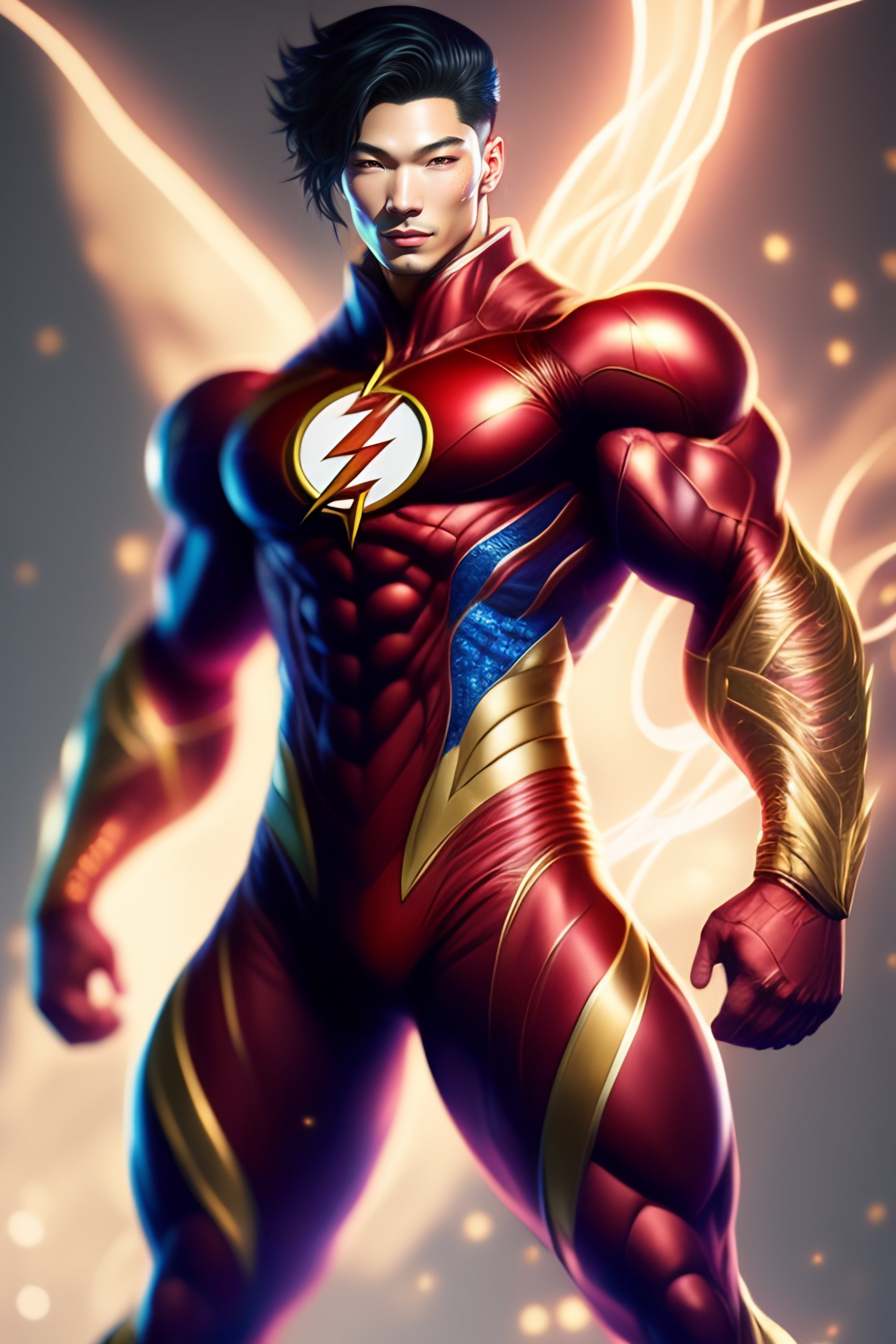 Lexica - Full body potrait of ezra miller as super muscular flash anime ...