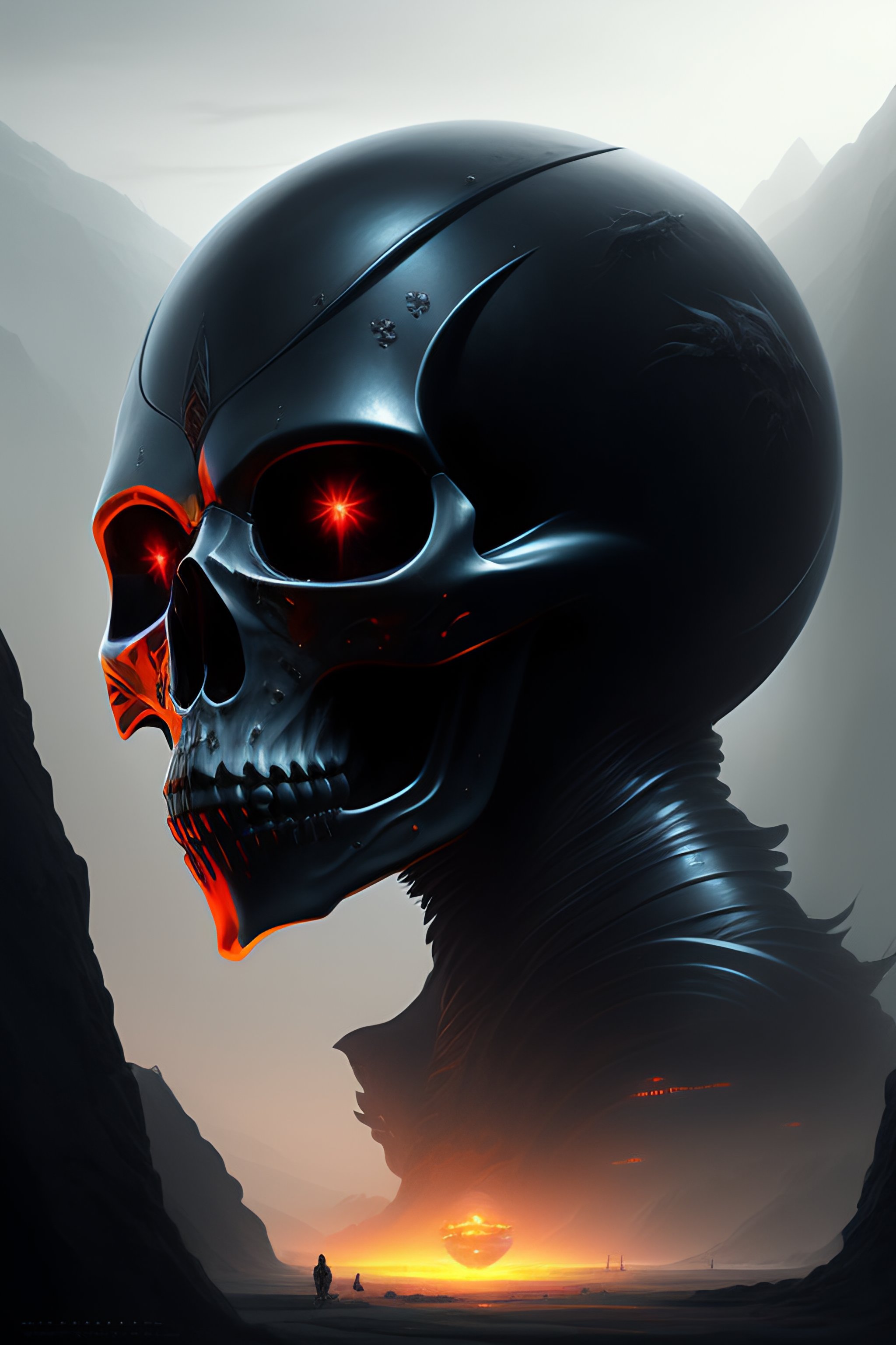 Lexica - Dark evil big eyed skull extraterrestrial alien:15] as painted ...