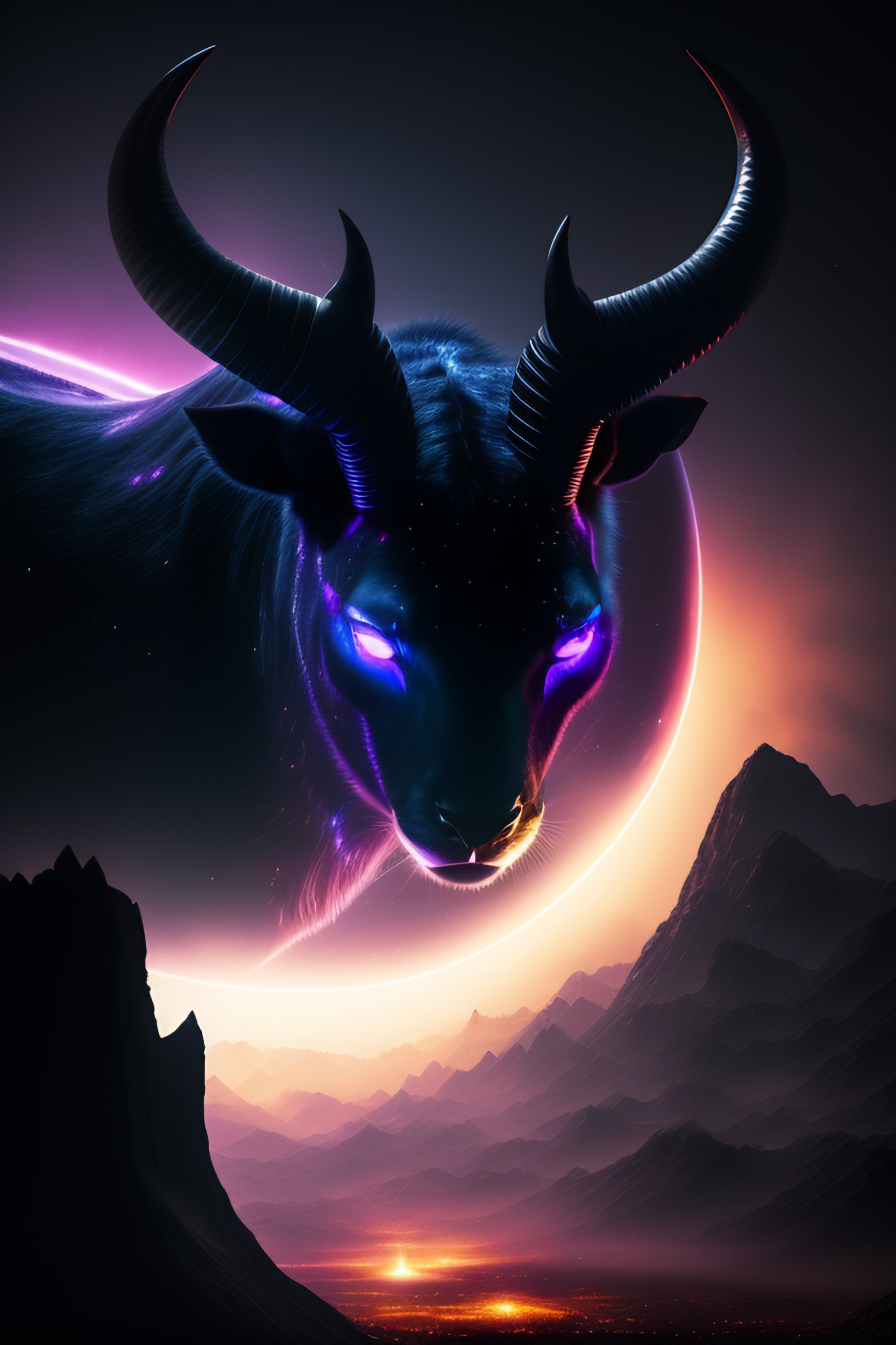 Lexica - A demonic all black entity with horns that has white void eyes ...