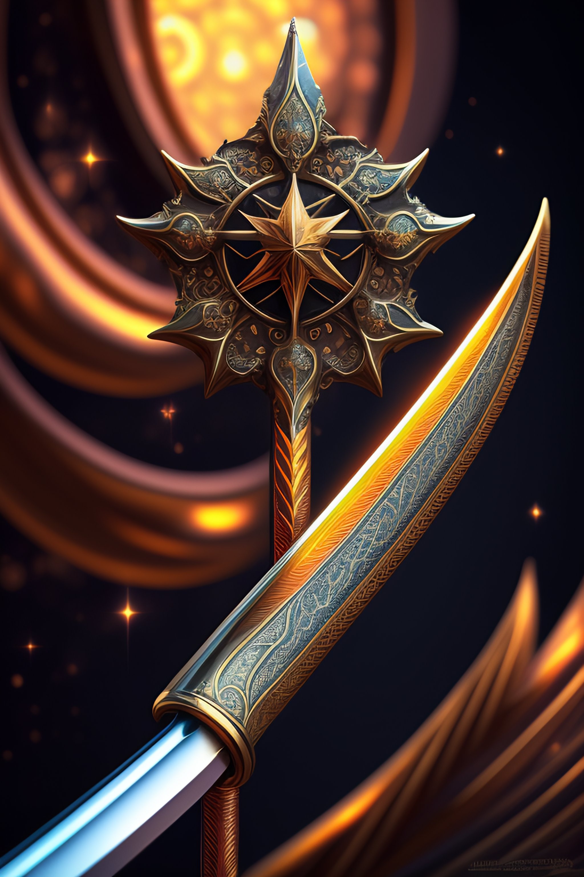 Lexica - An or sword made from metal of a dying star, intricate, highly ...