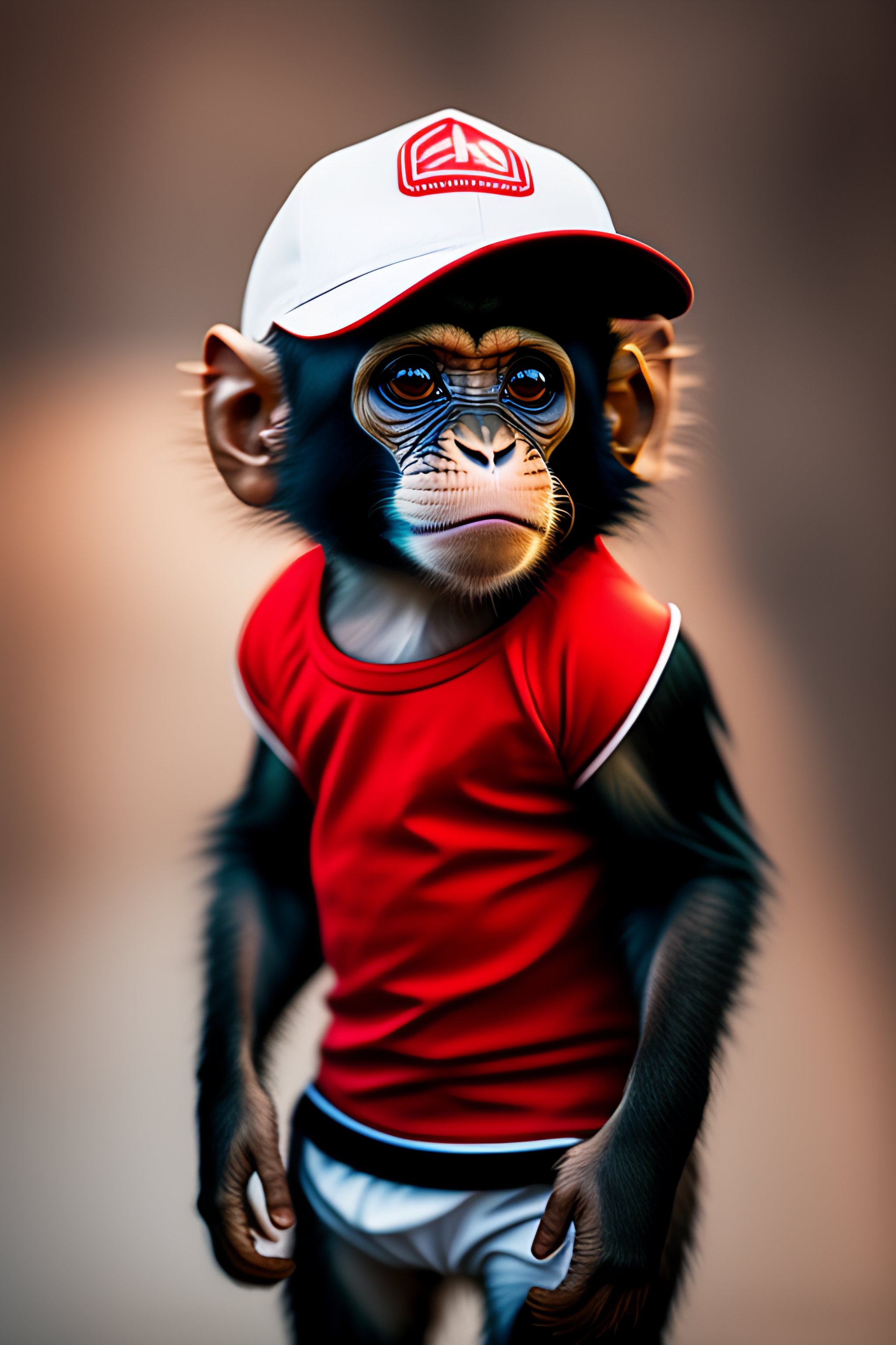 Lexica - Monkey with white t-shirt and red cap