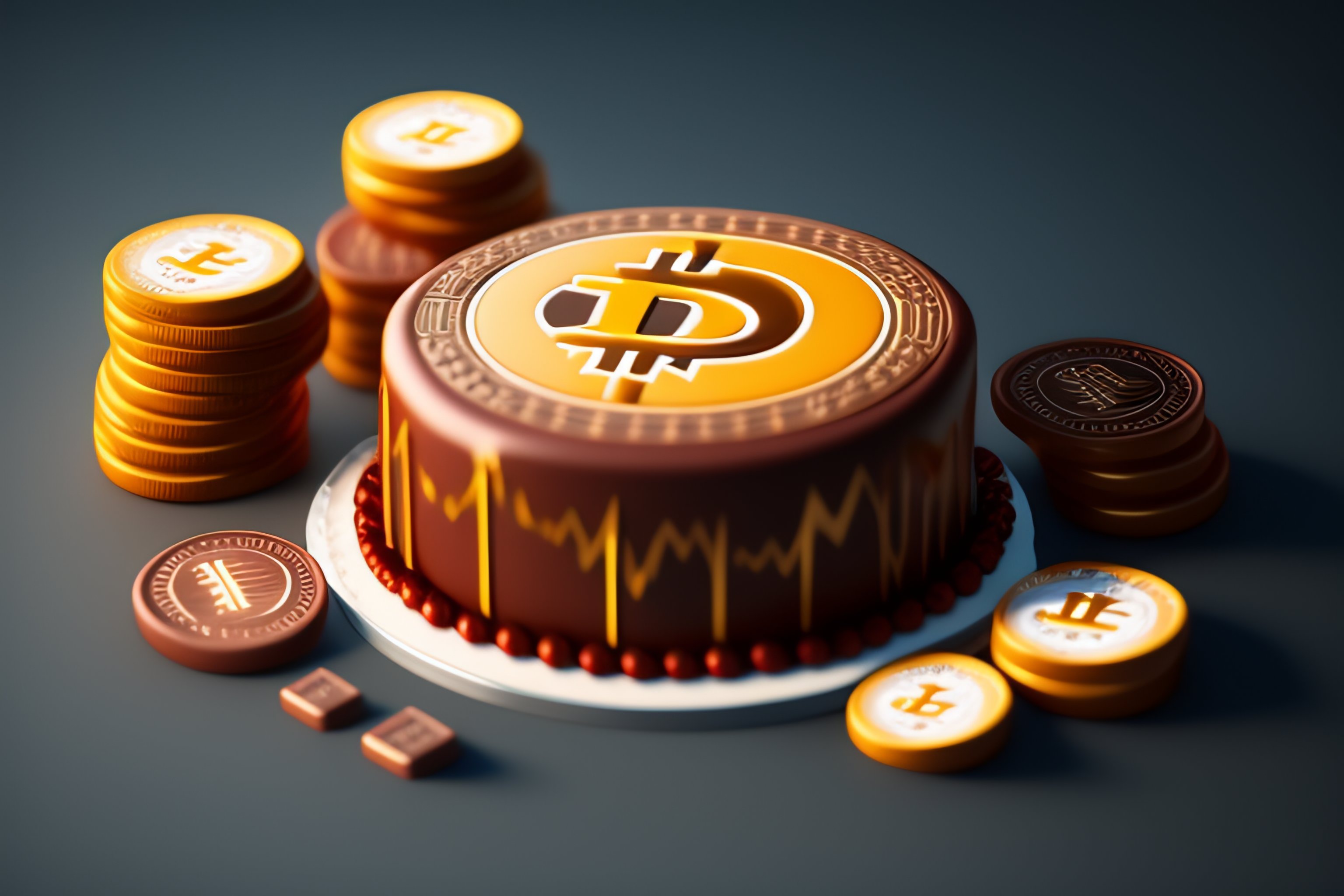 Lexica - A cake with ((bitcoin logo)), isometric, illustration, unreal ...