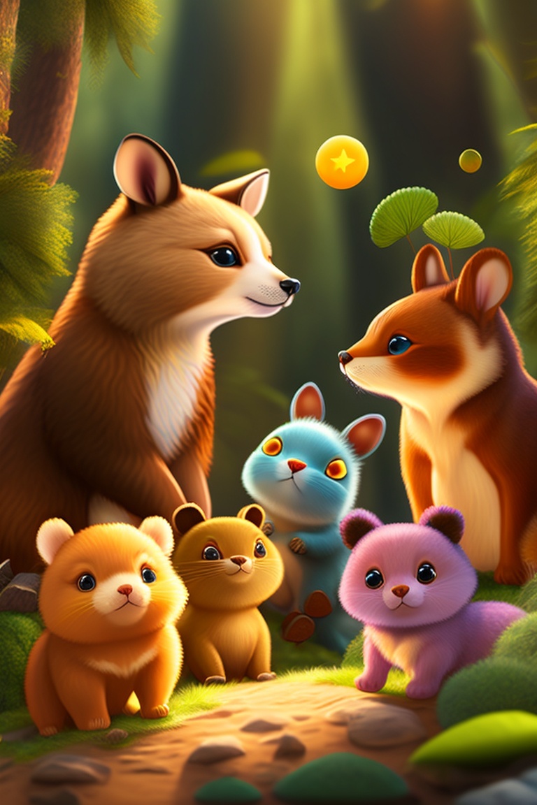 Lexica - A picture of the forest animals all together, having fun and ...