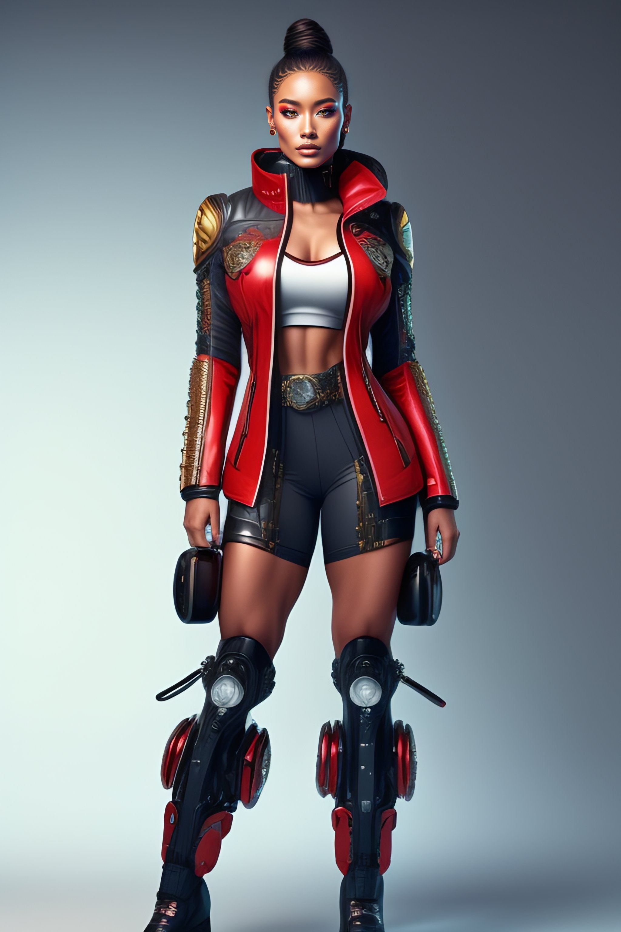 Lexica - Highly detailed muscular robot girl with modern style wearing ...