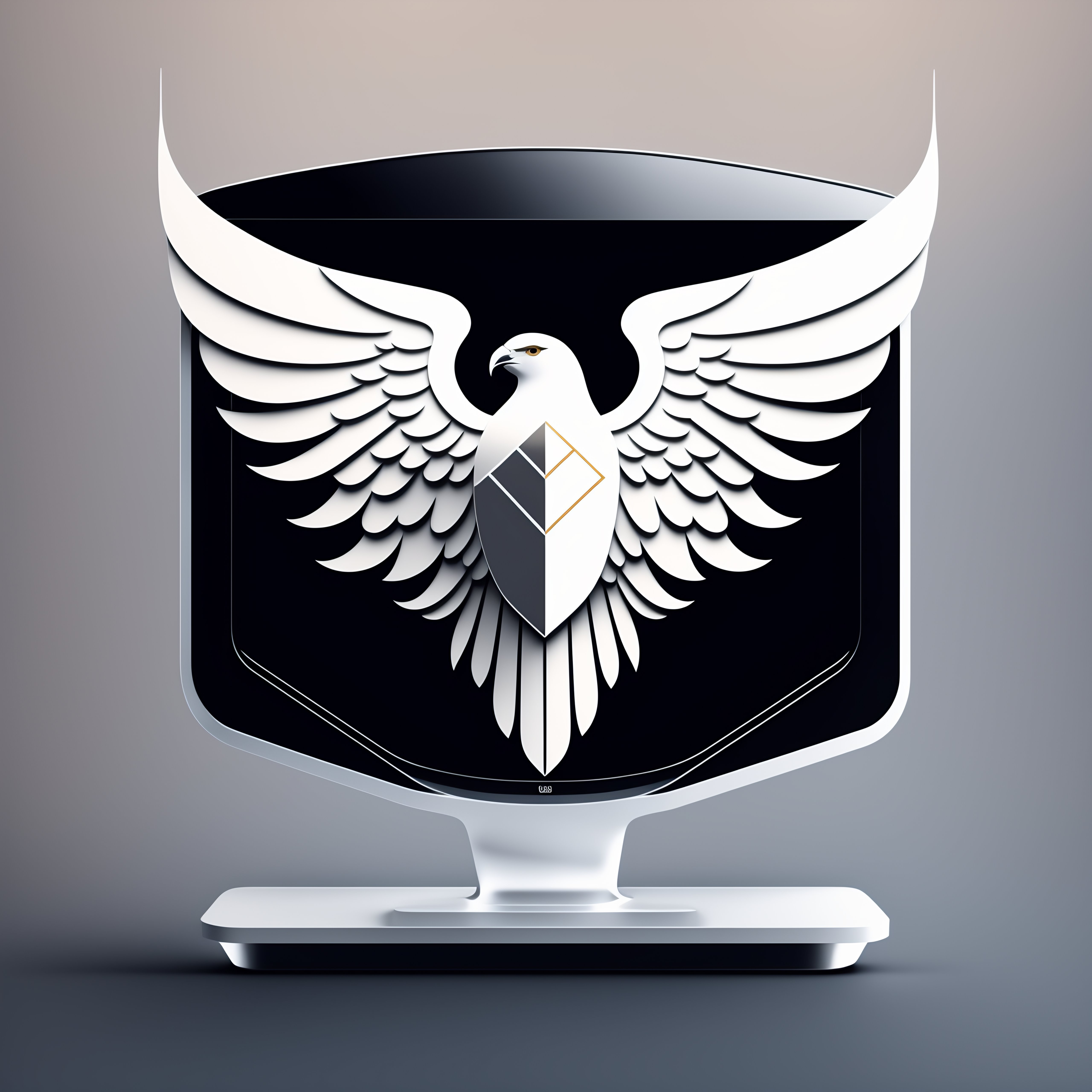 Lexica - Geometric white eagle displayed inside a monitor screen, icon ...
