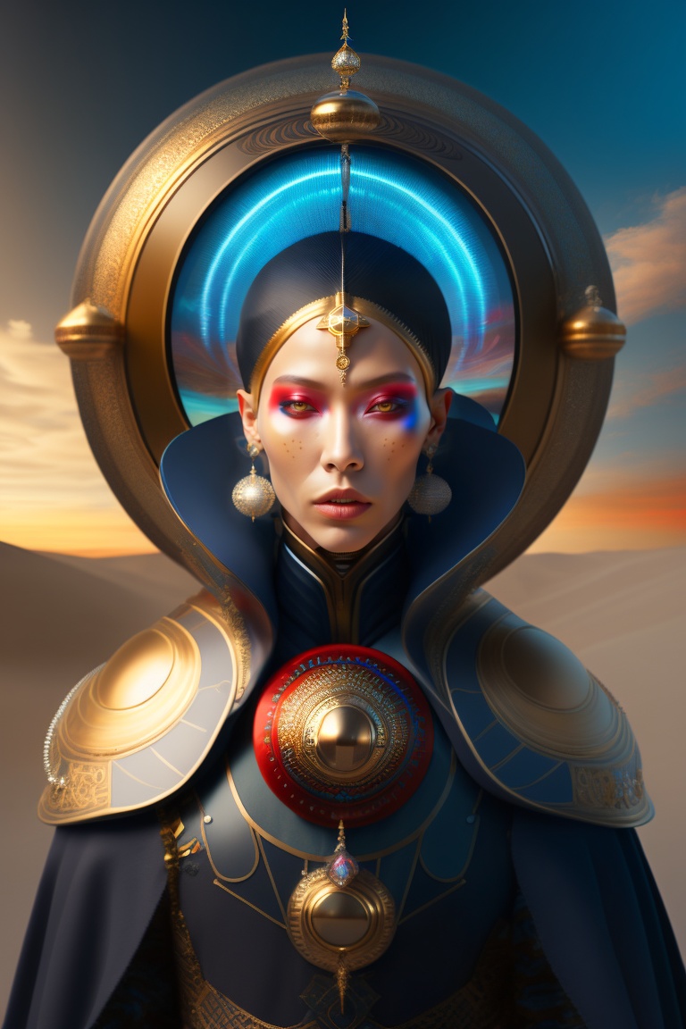 Lexica - High quality photo of a cyberpunk mystical shaman in a dune ...