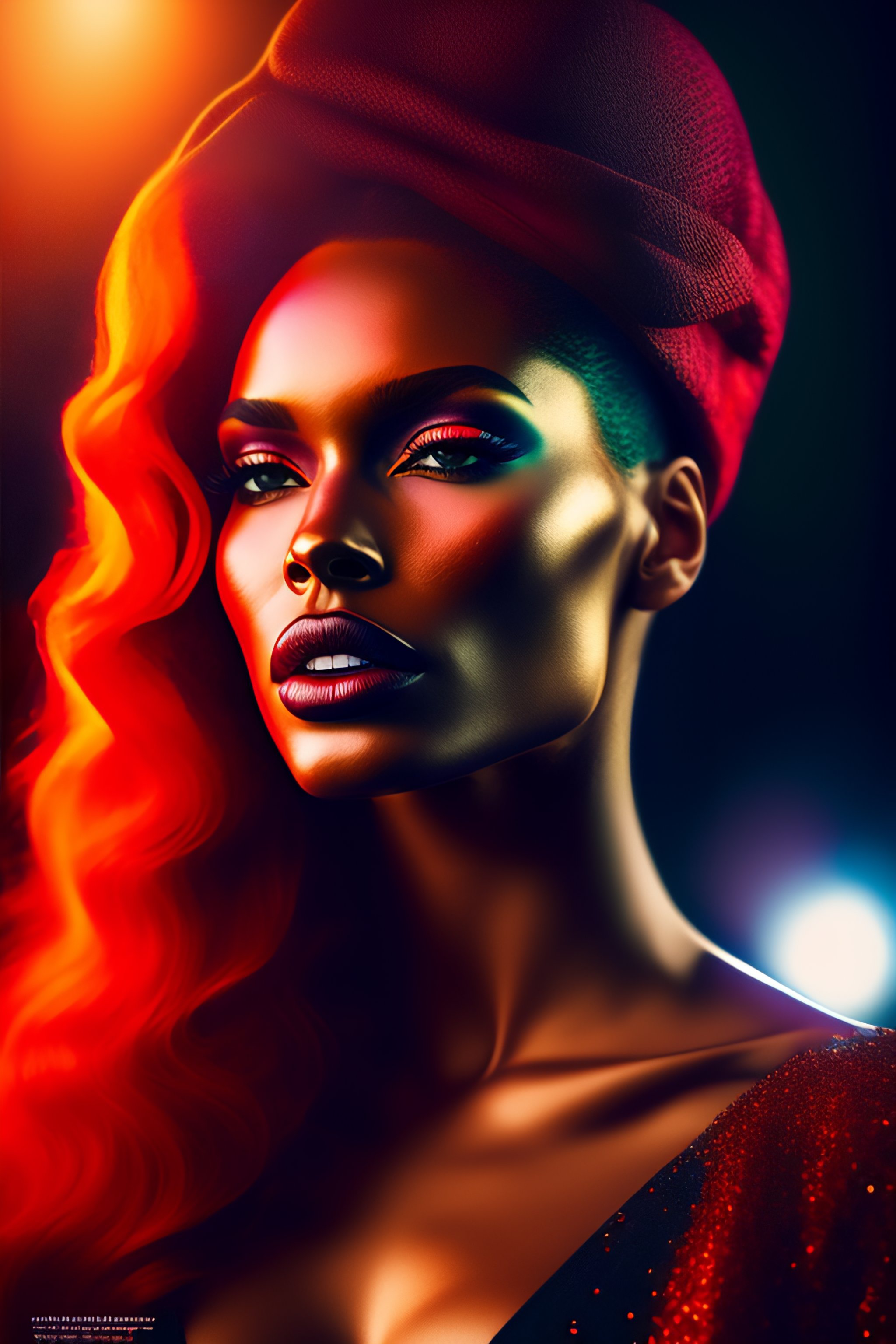 Lexica - A spiritual full body red head supermodel, sunburst around her ...