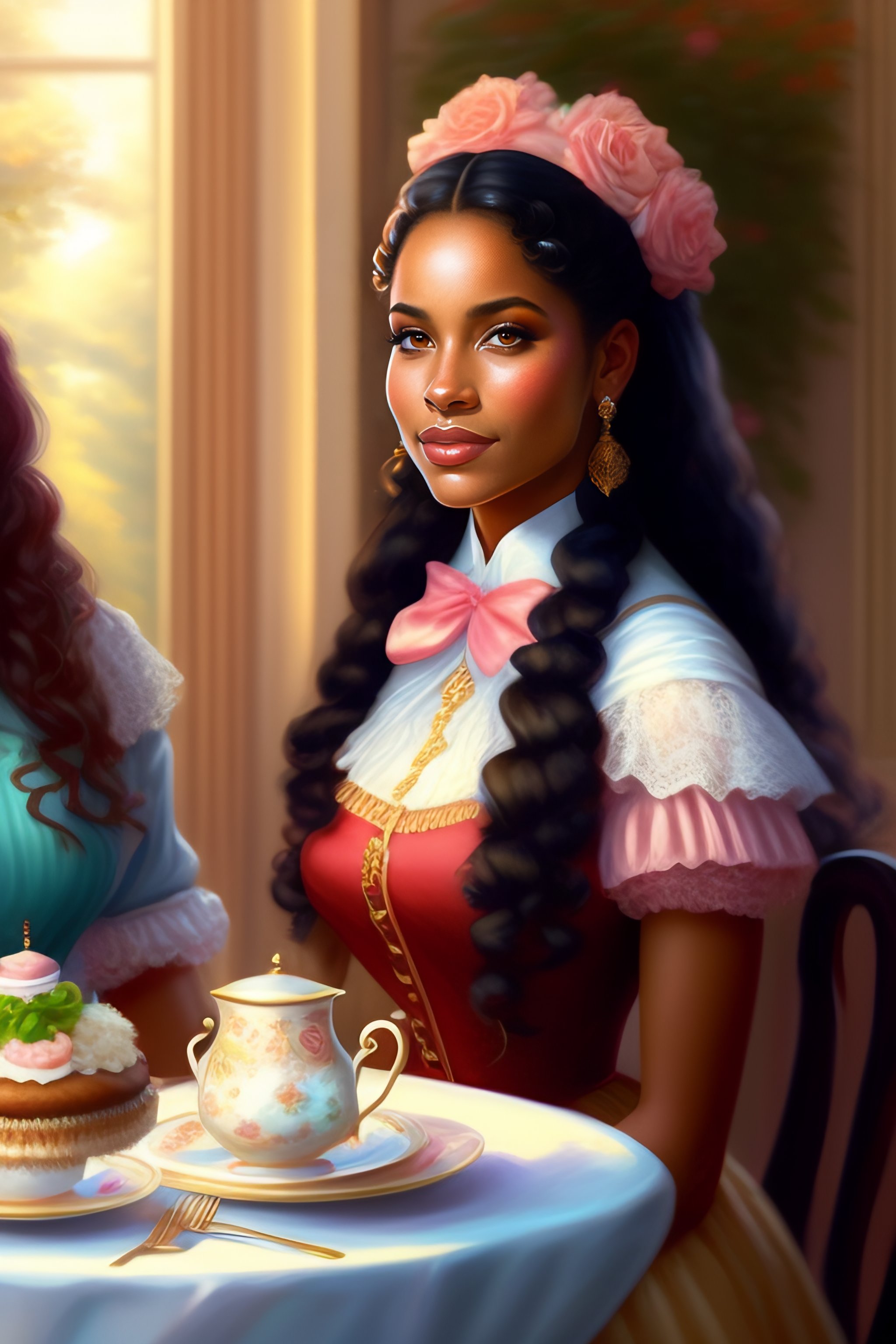 Lexica - “two Brazilian mulatto women in school clothes at a tea party ...