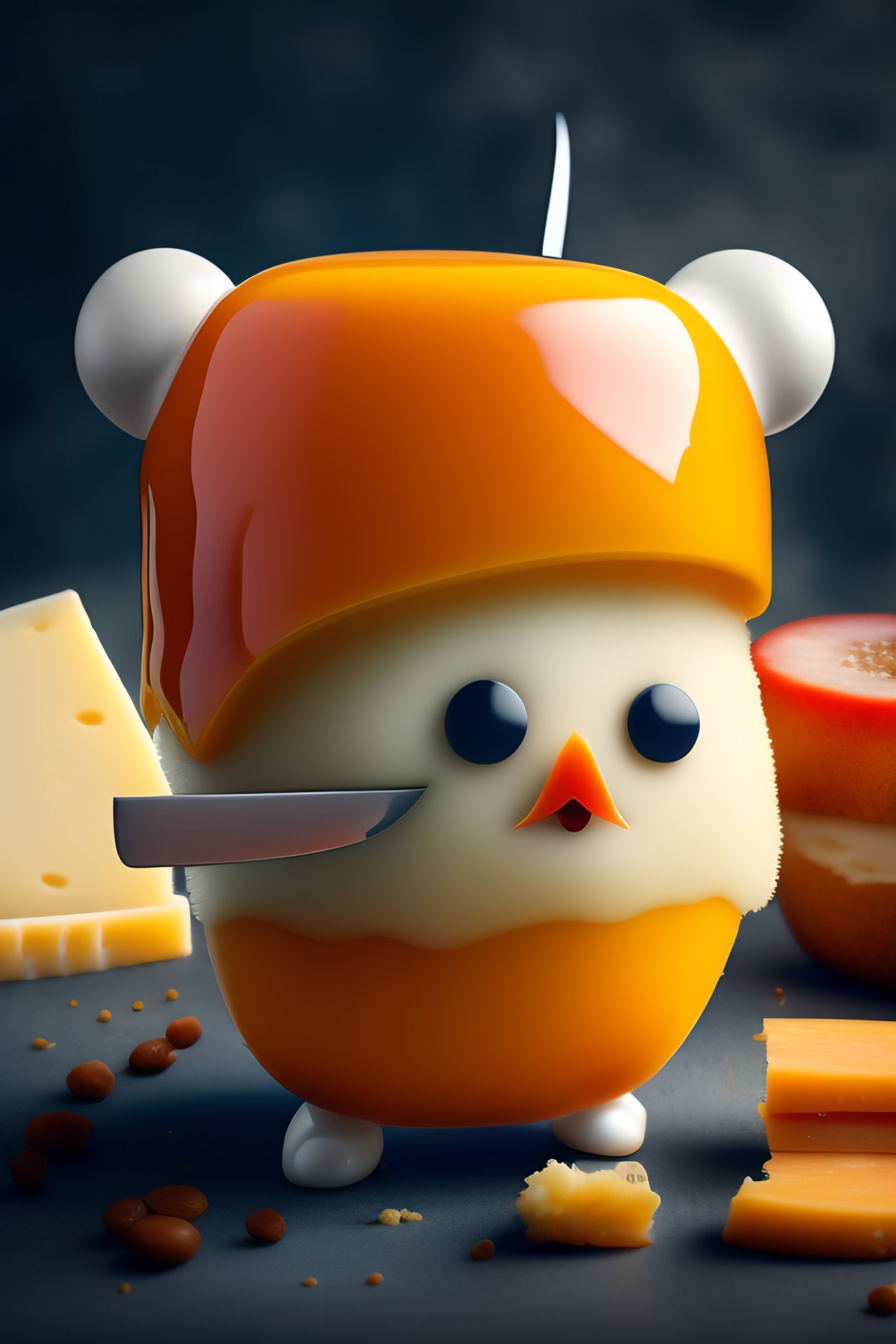 Lexica - A cheese army wielding a knife with realistic arms, faces and legs