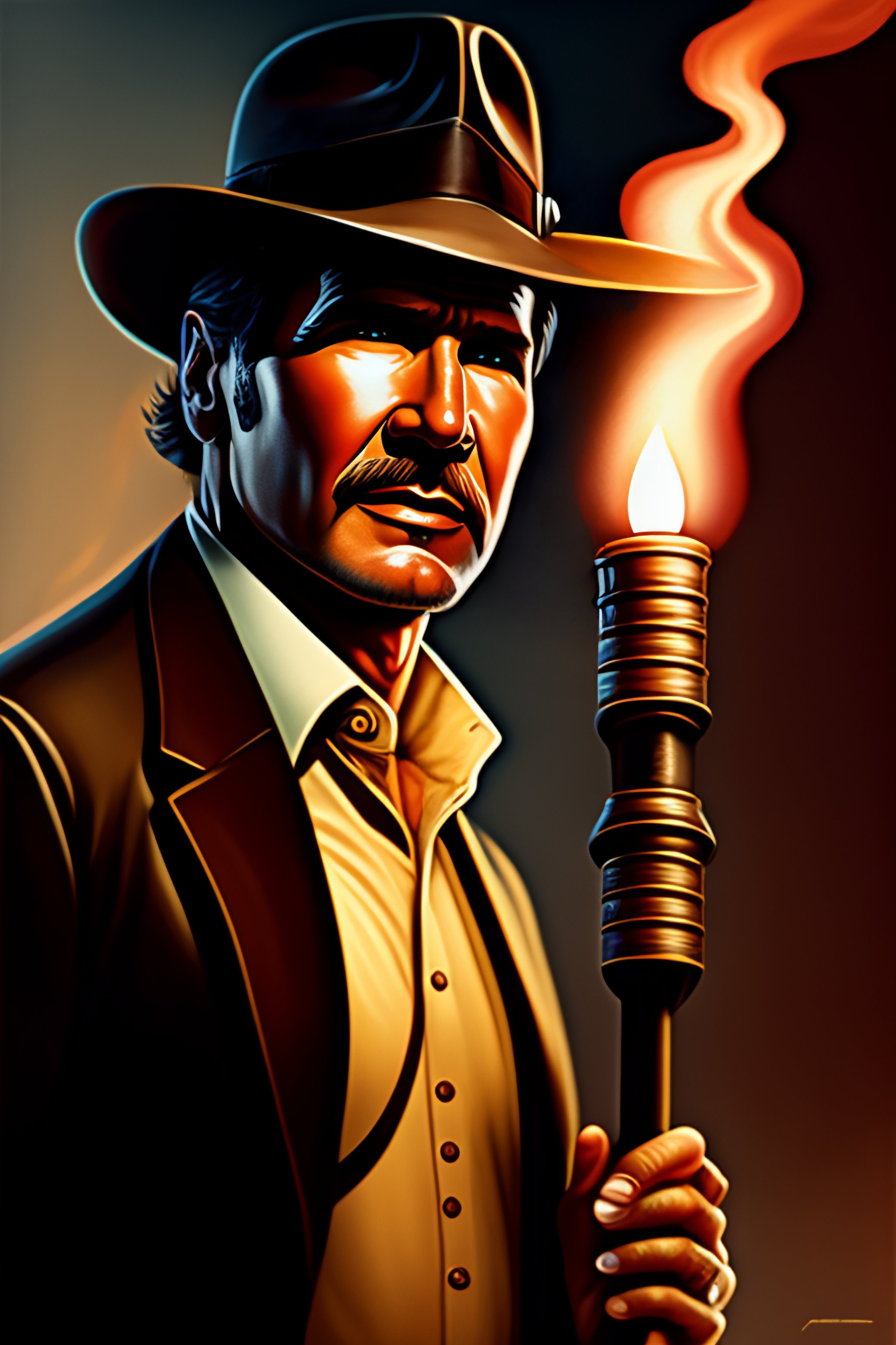 Lexica - Medium shot photo of Harrison Ford as Indiana Jones, holding ...