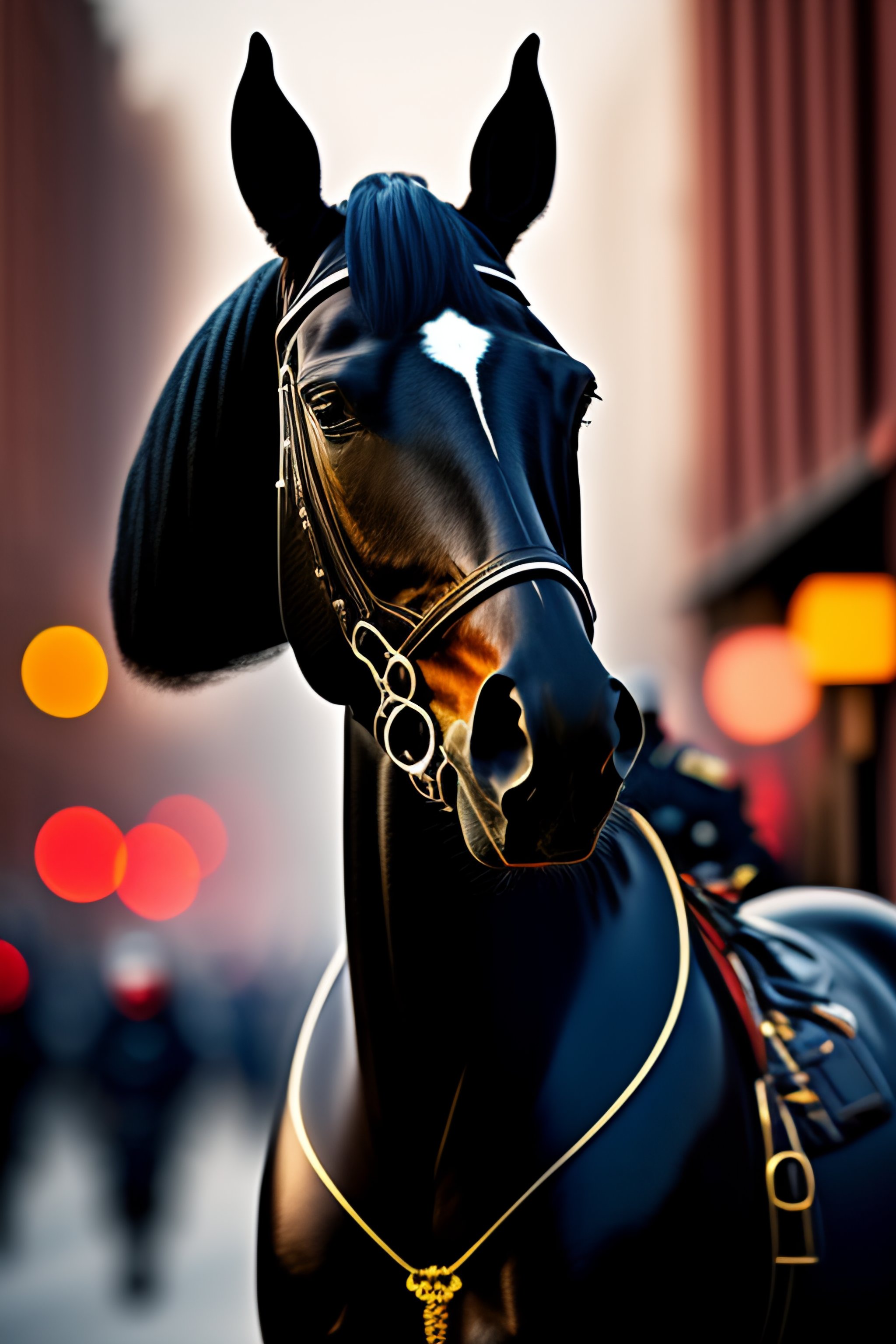 Lexica - Picture of a black horse with riot gear