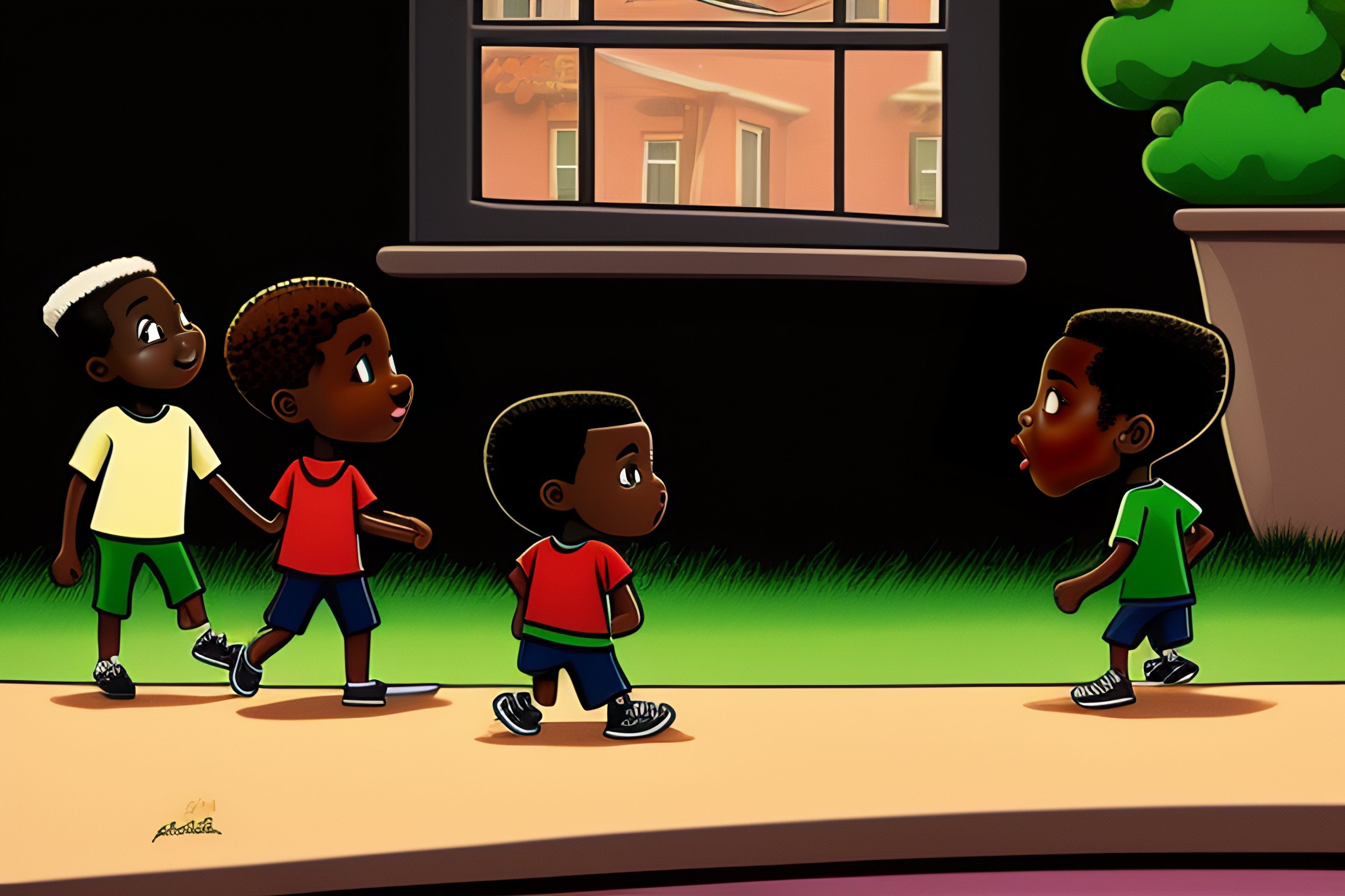 Playing Basketball Cartoon With Friends