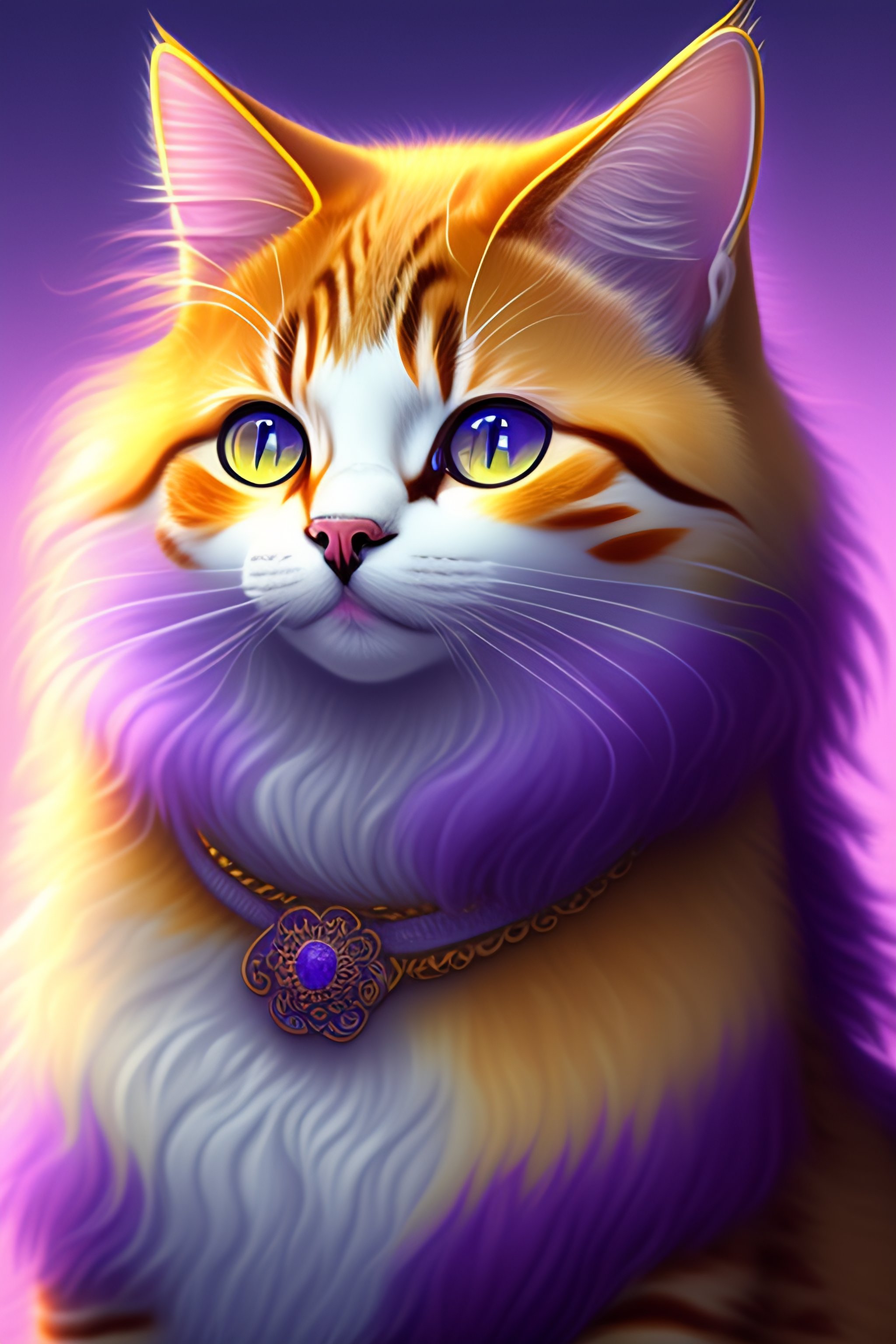 Lexica - A cat fursona with fluffy lavender and yellow fur digital art ...
