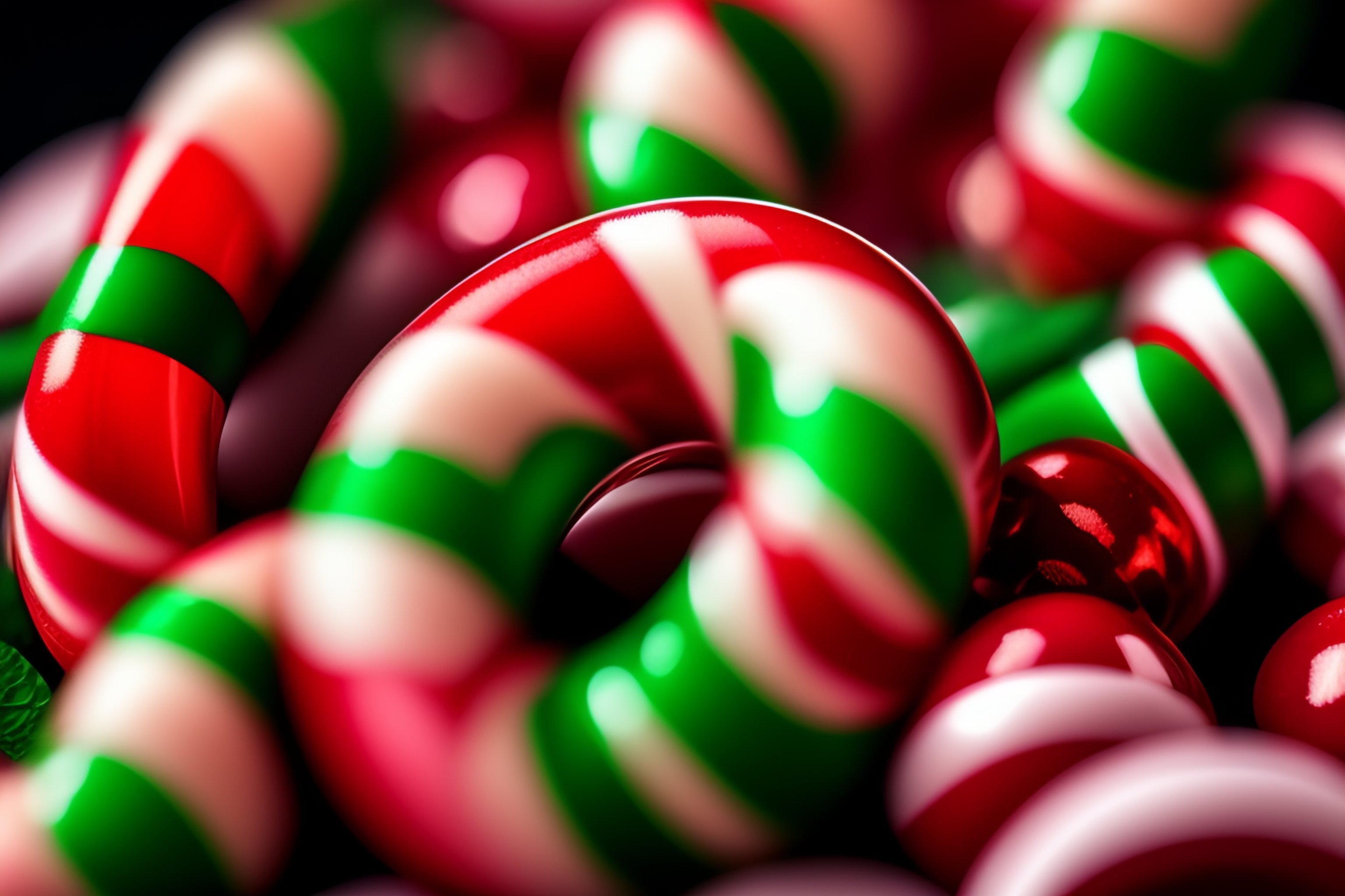 Lexica - Sharp Closeup of peppermint candy canes side by side ...