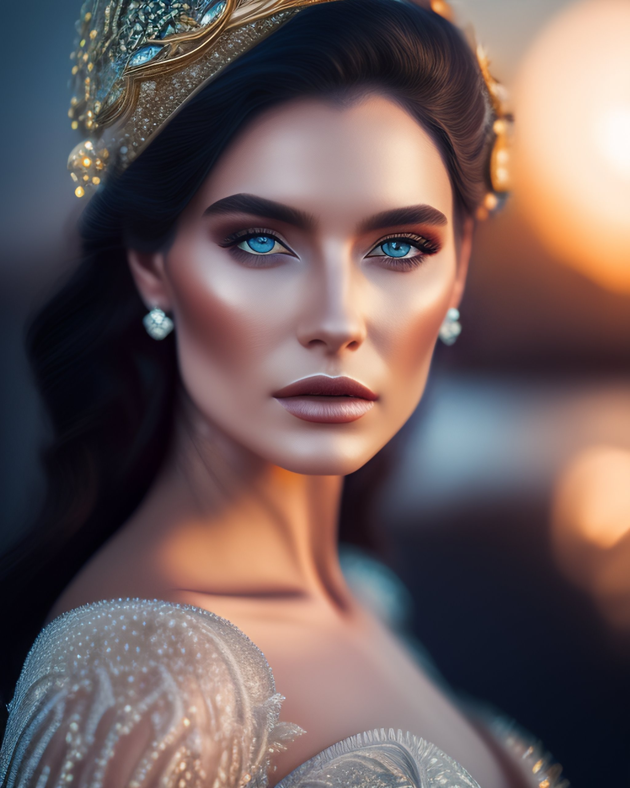 Lexica - Portrait shot of 3/4 Queen Of Ice with alluring pose wearing ...