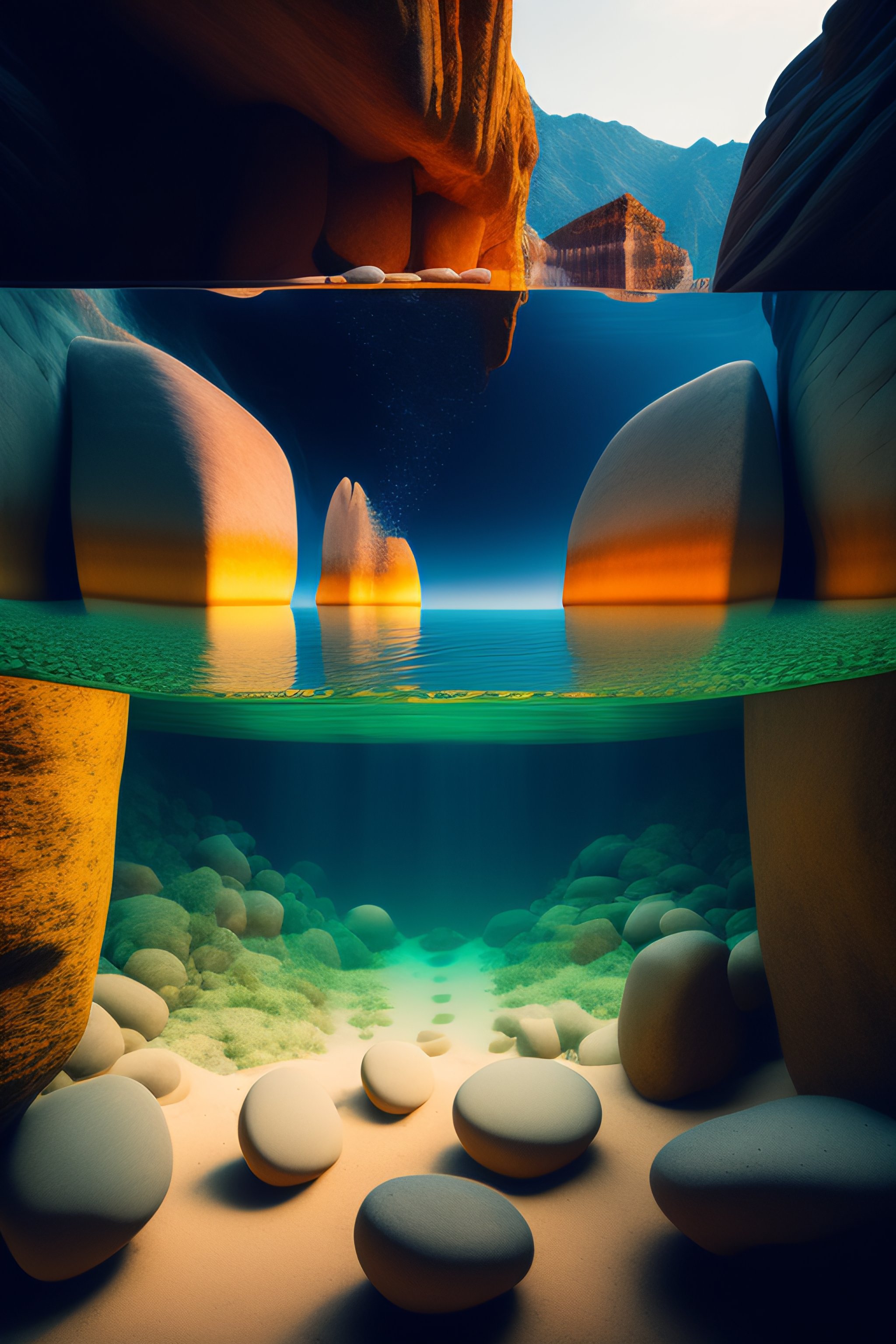Lexica - Underwater long stretch of huge boulders , story telling ...