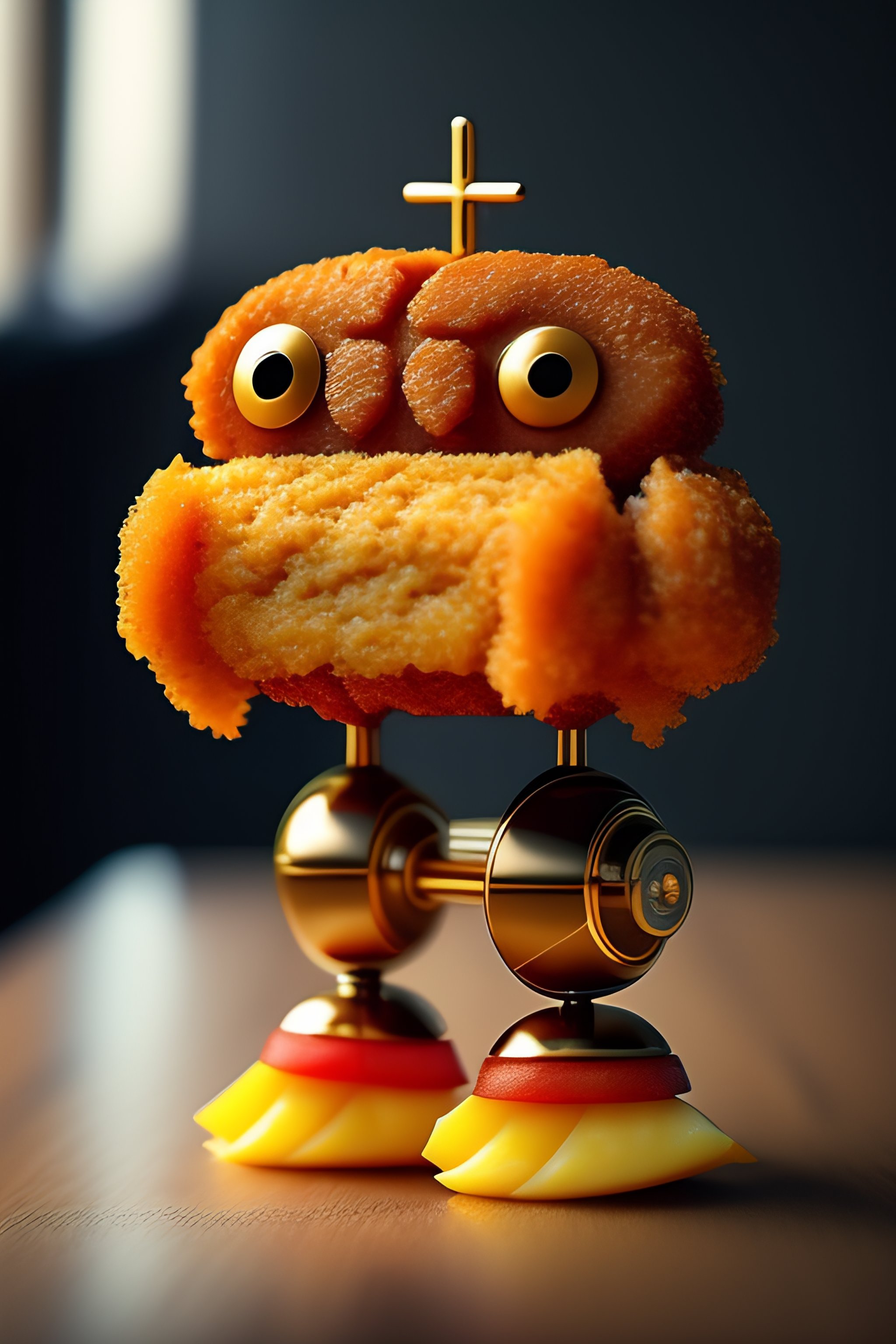 Lexica - Lushill style, robot shaped Fried Chicken