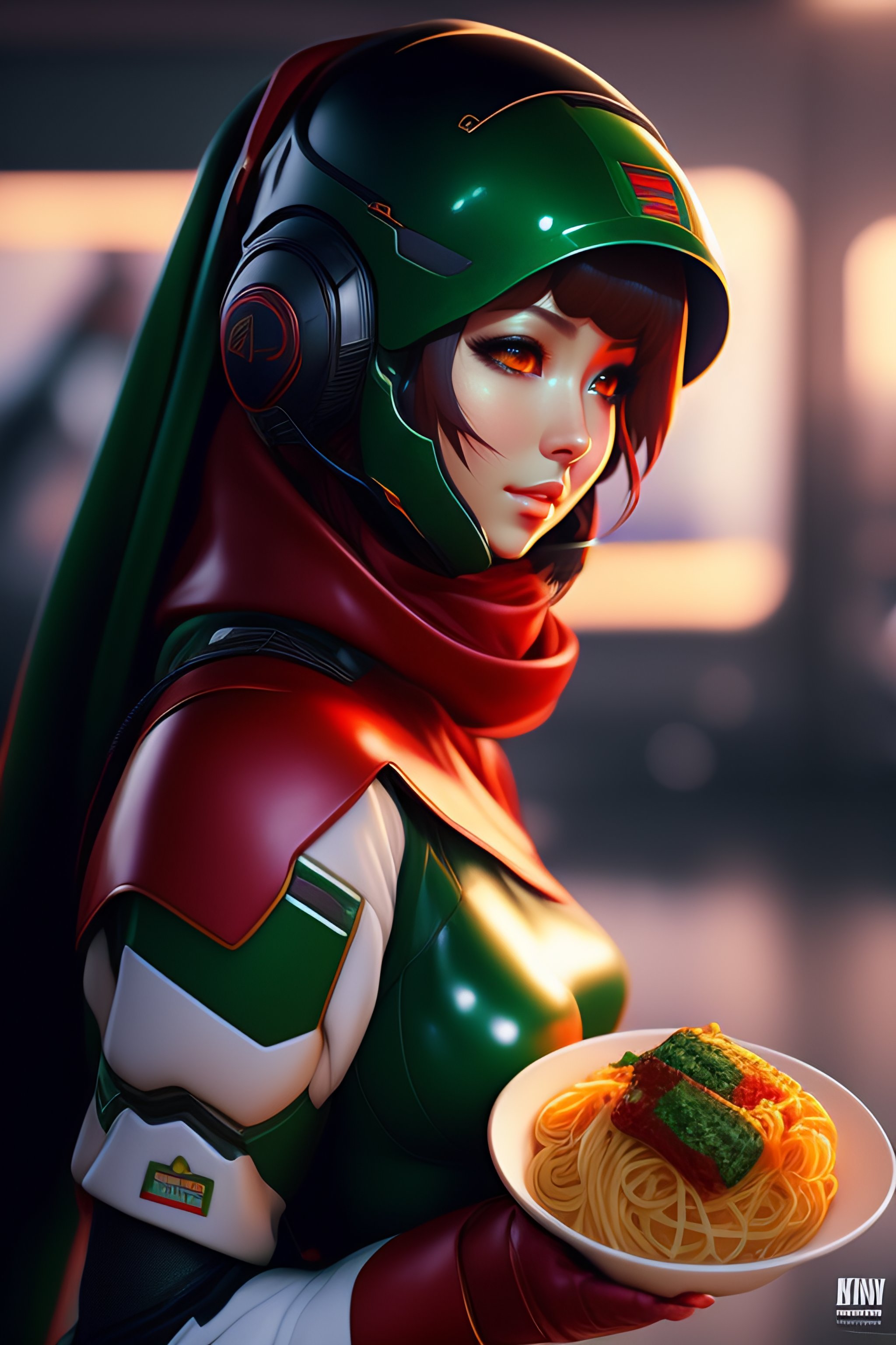 Lexica - Master Chief (halo) eating pasta by wlop, ilya kuvshinov ...