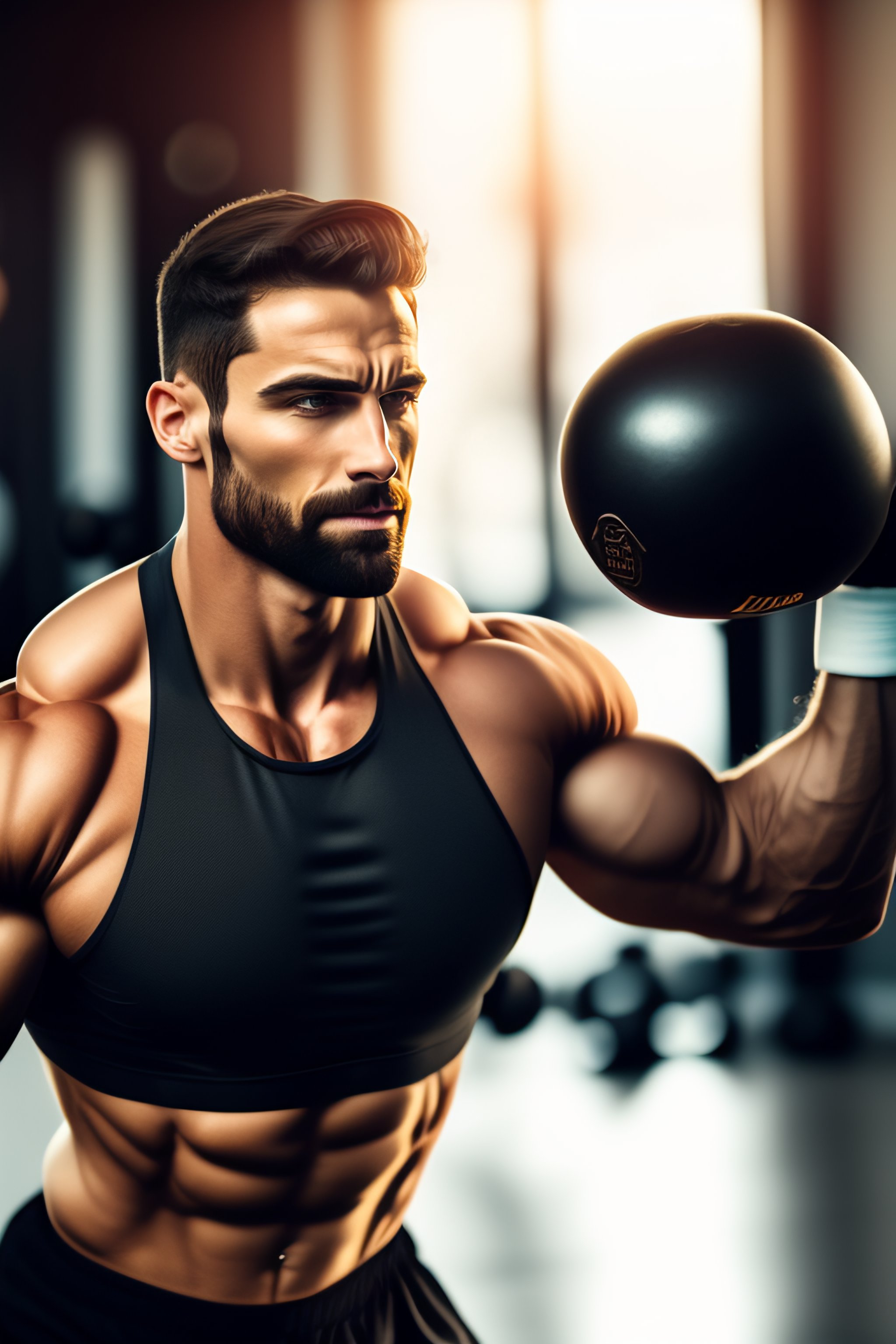 Lexica - Man intensely working out with a kettlebell