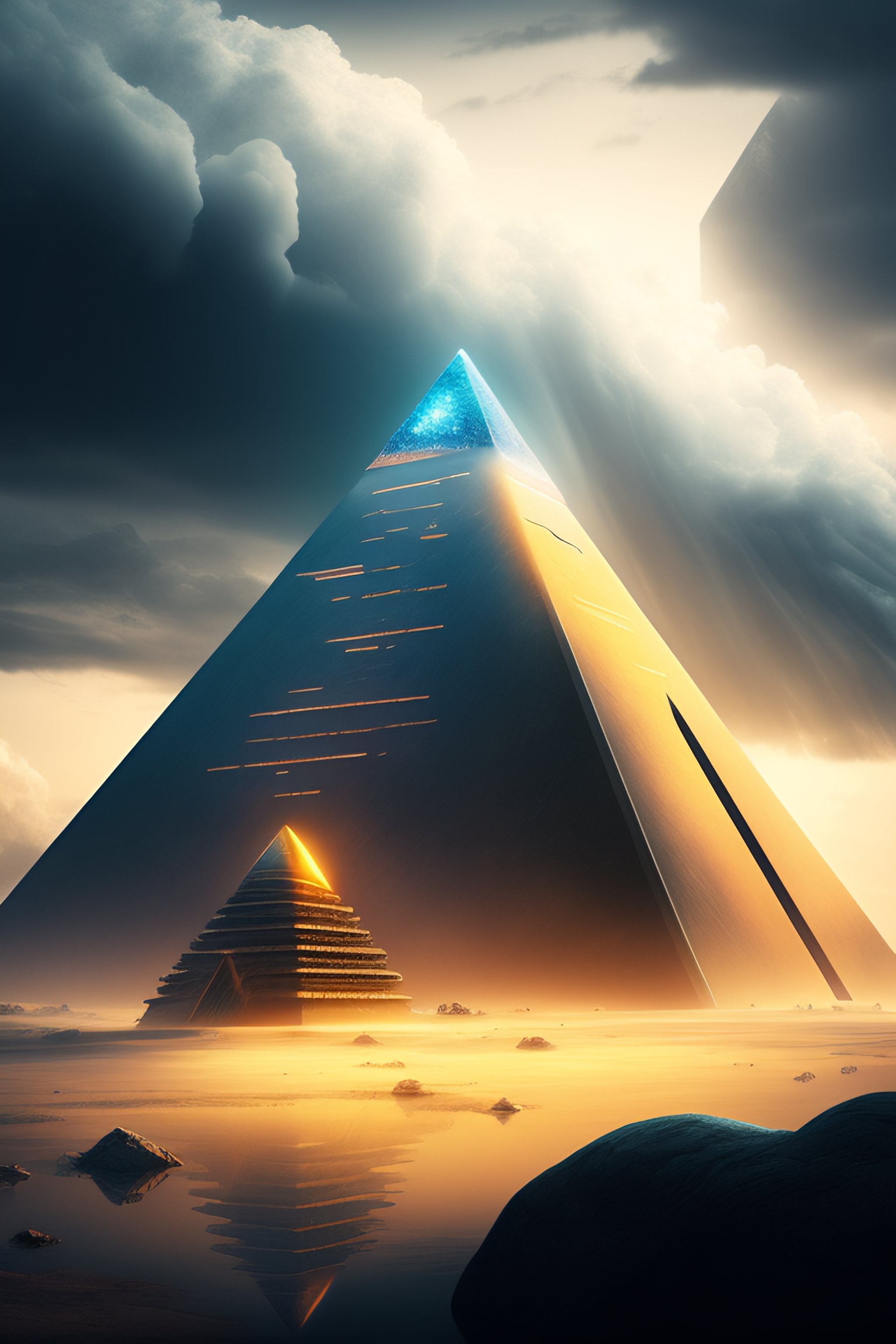 Lexica - Dystopian pyramids, background storm, computers