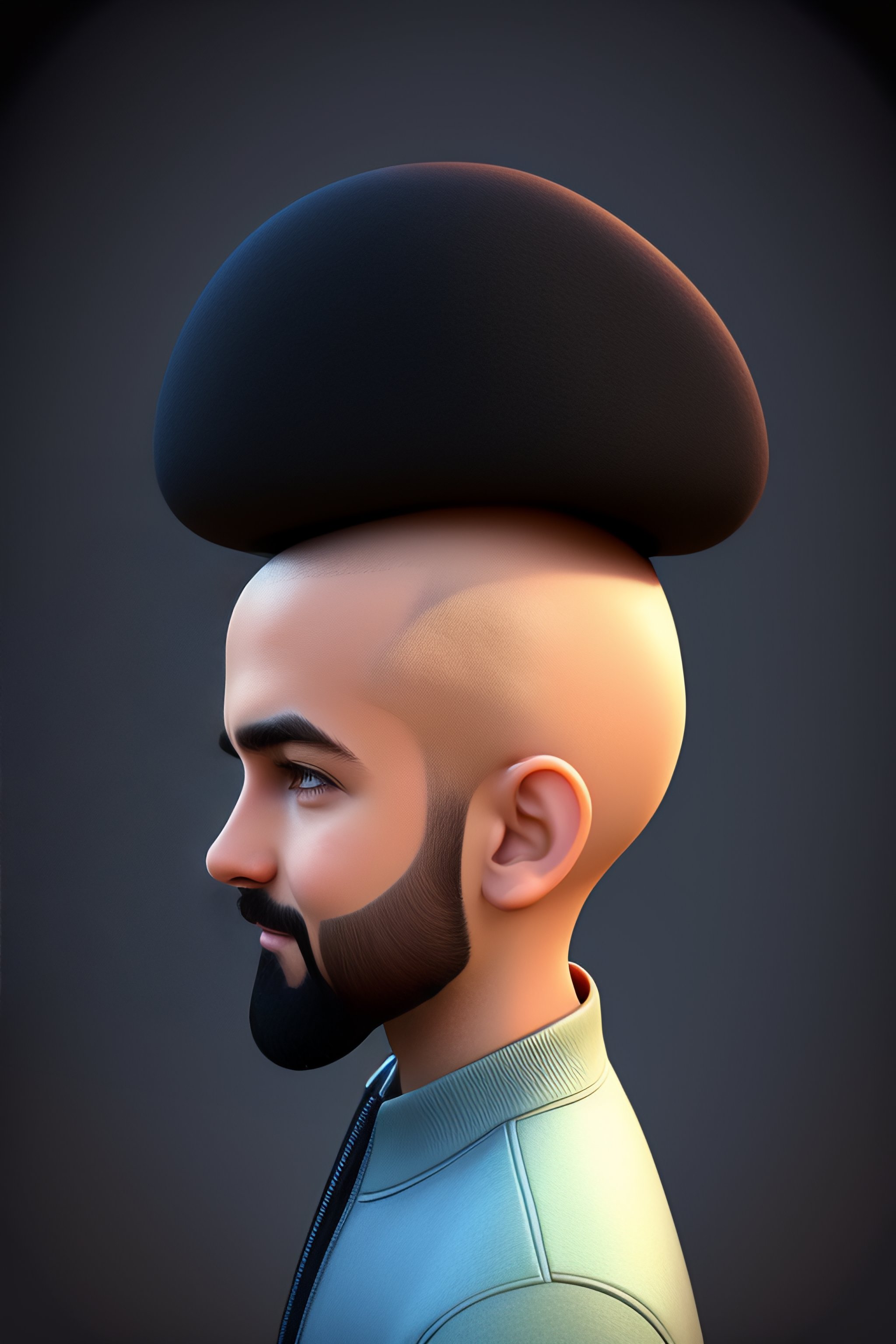 Lexica - Bald with beard boy in black zipper top, pixar style, 3d style ...