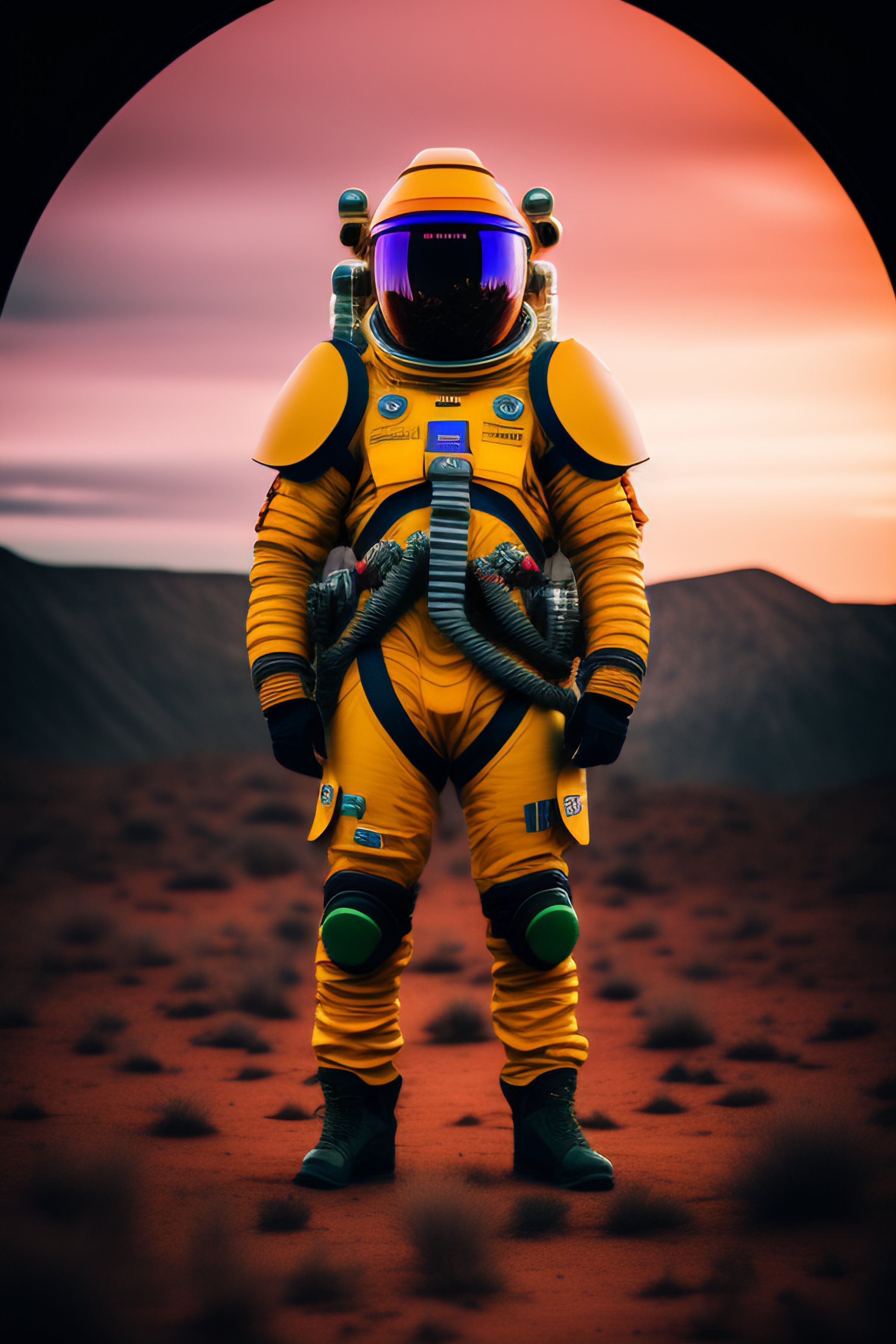 Lexica - Polaroid picture of a spartan space suit in alien planet ...