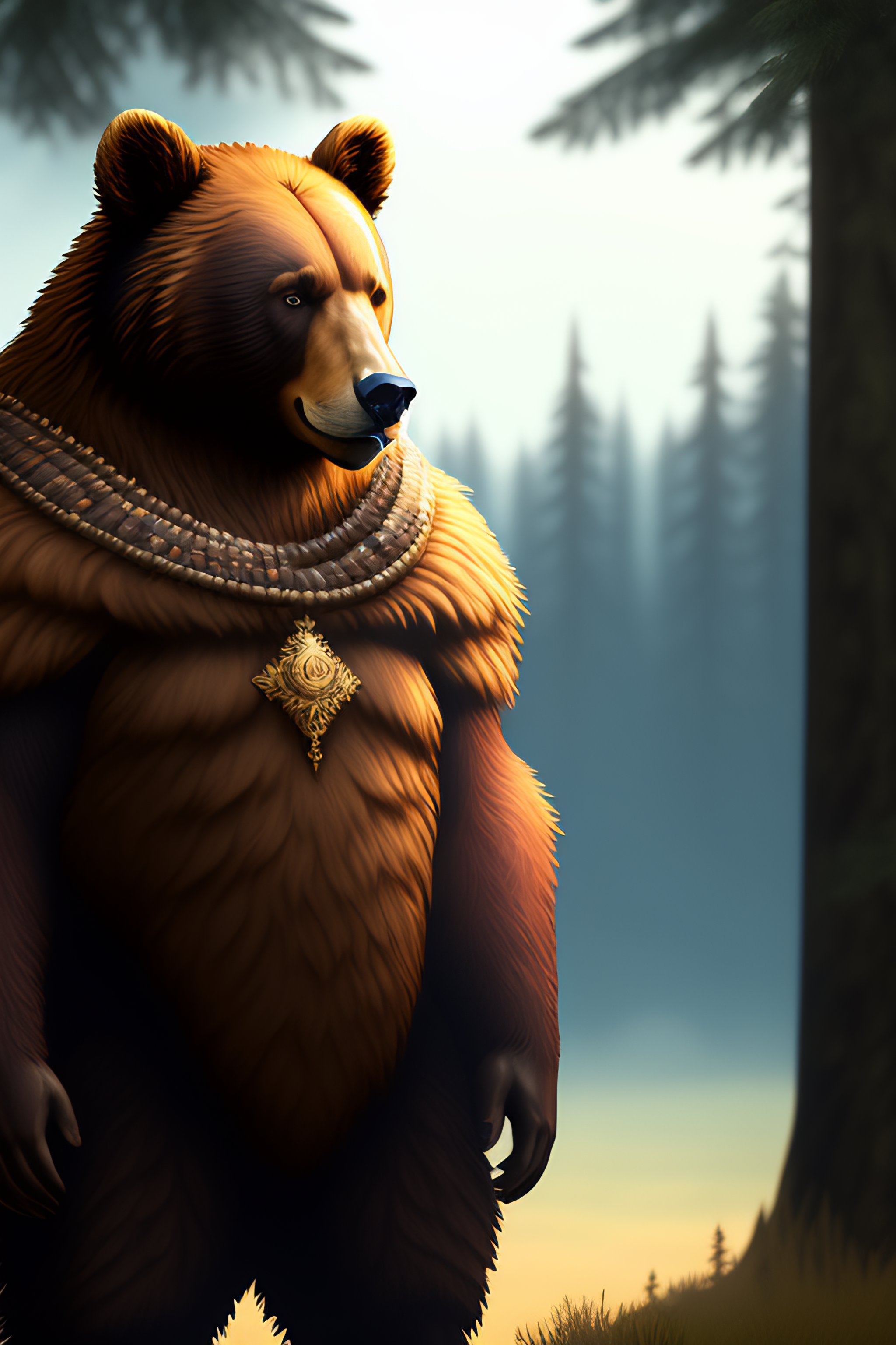 Lexica - Bear man, realistic, detailed, rpg style