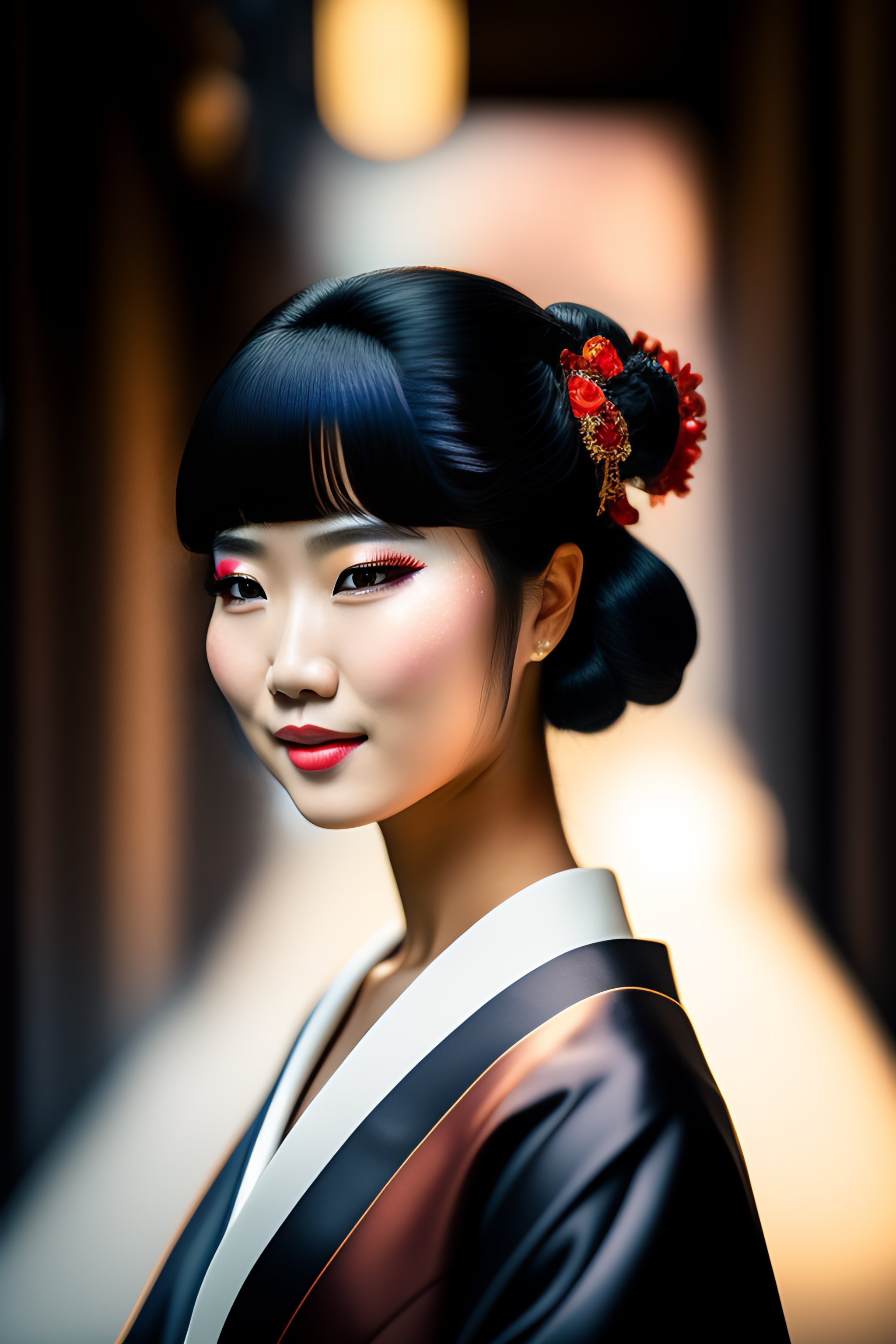 Lexica - Portrait of a stunningly beautiful, young, japanese geisha ...