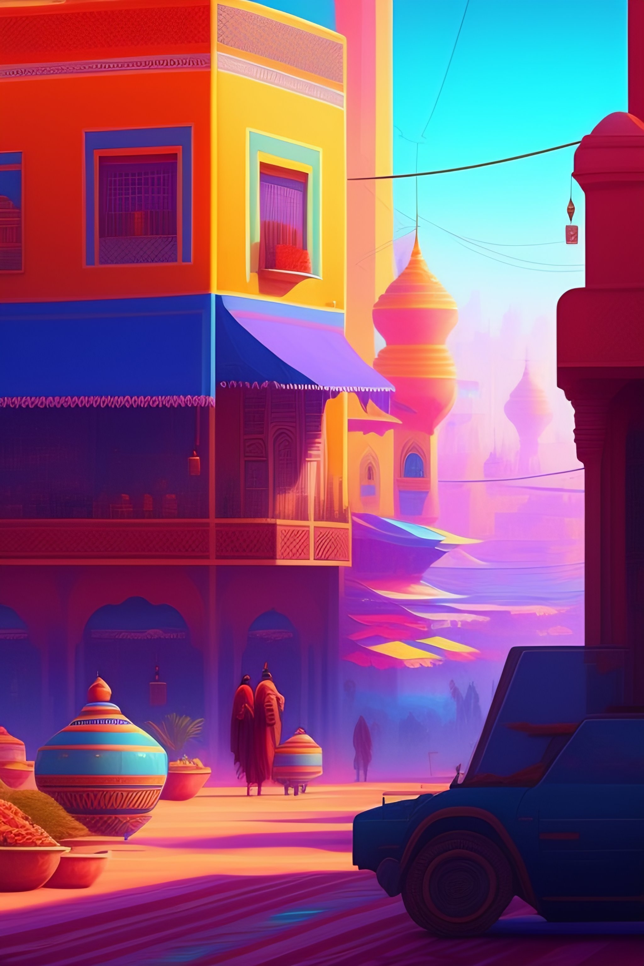 Lexica - Ultra detailed concept art of a moroccan arabic cyberpunk city ...