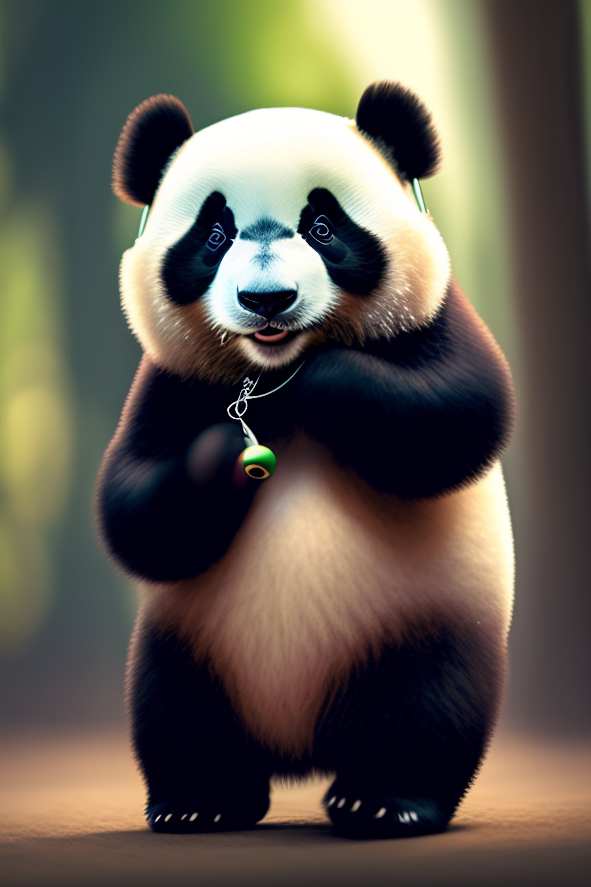 Lexica - Beautiful cute panda wearing goggles and headphones dancing