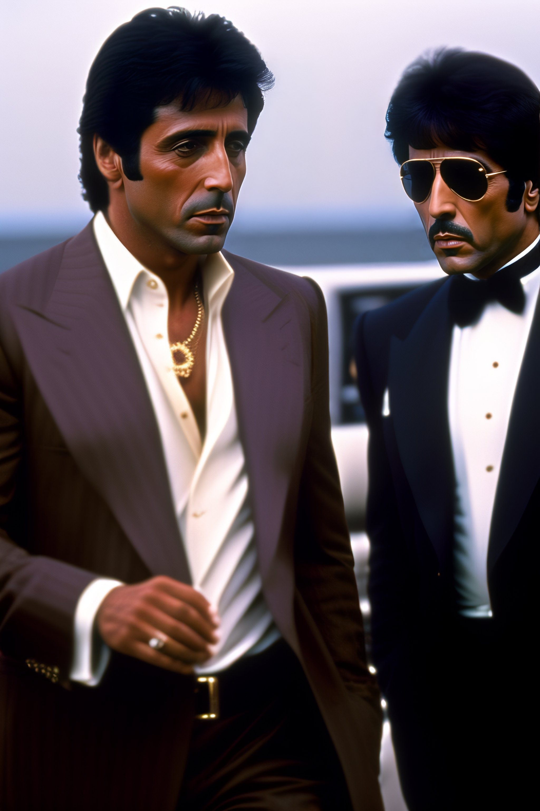 Lexica - Tony montana from movie scarface 1 9 8 3 walking with a friend ...