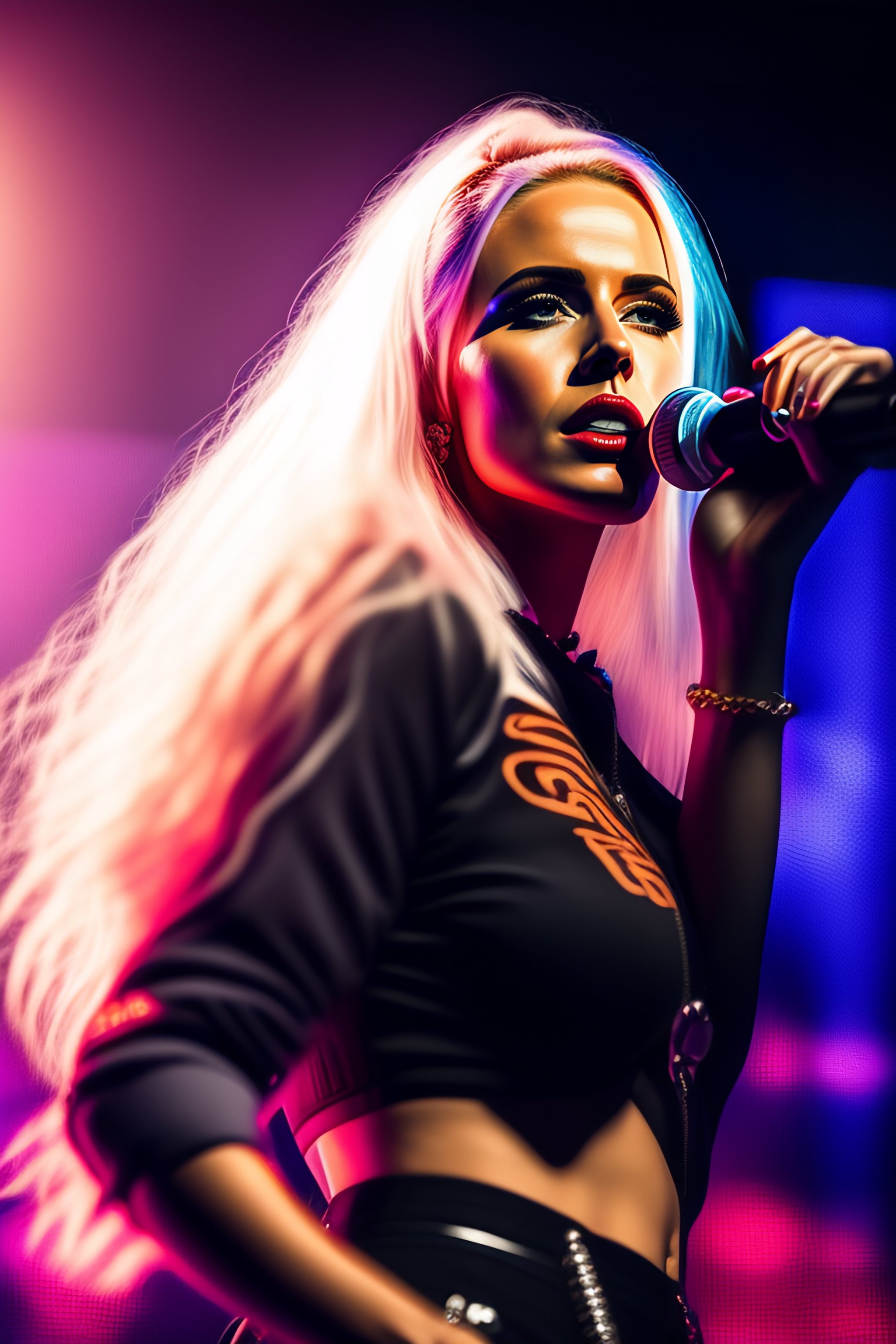 Lexica - Female white rapper performing on stage at a concert, a ...
