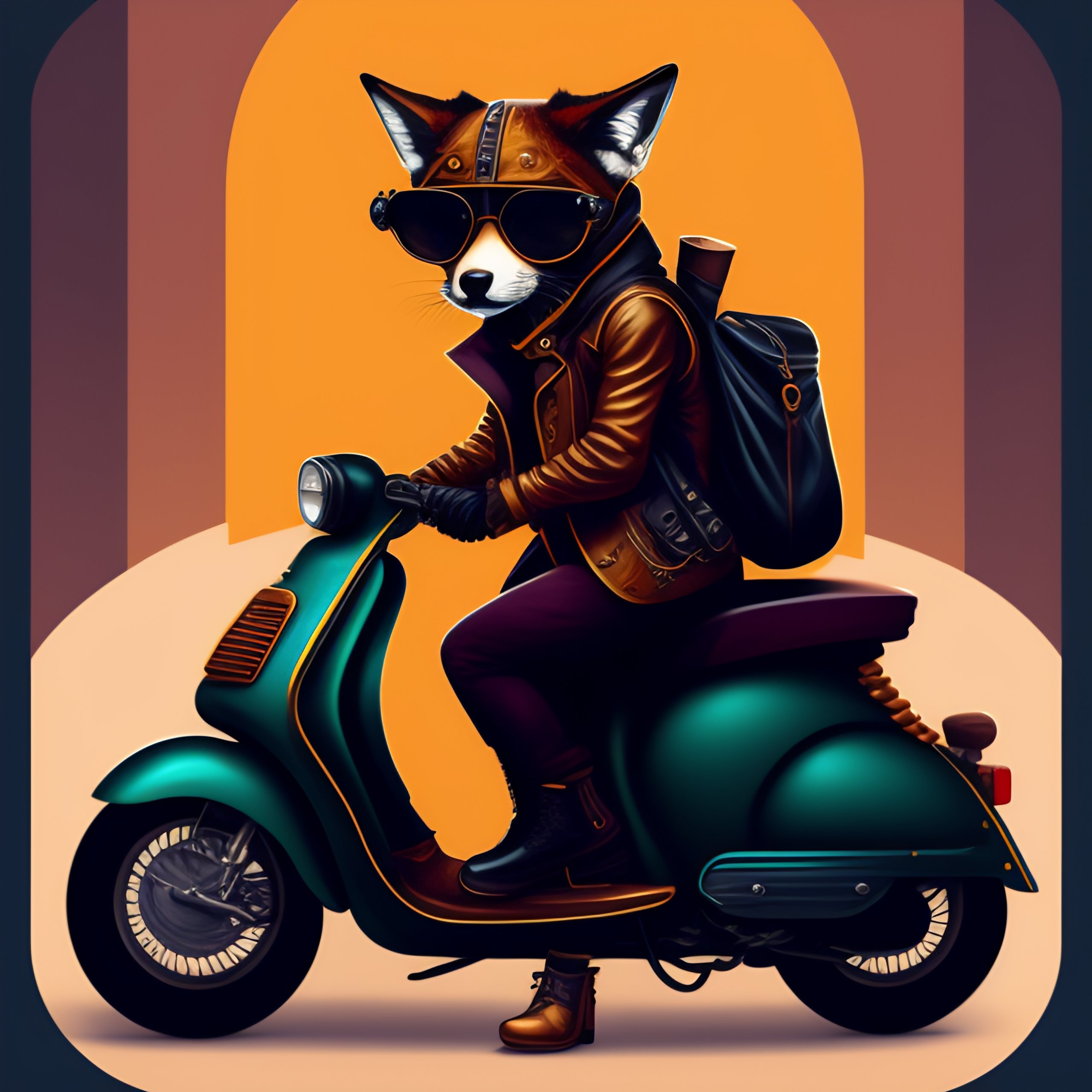 Lexica - A steampunk fox fursona with boots sitting on a vespa moped ...