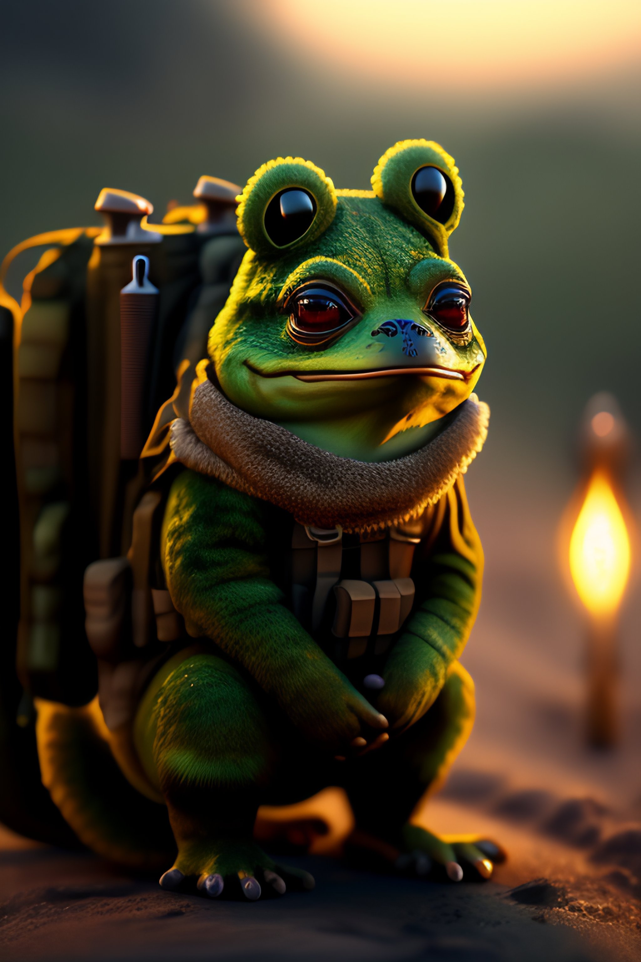 Lexica - An exhausted pepe the frog at the frontlines in the army at ...