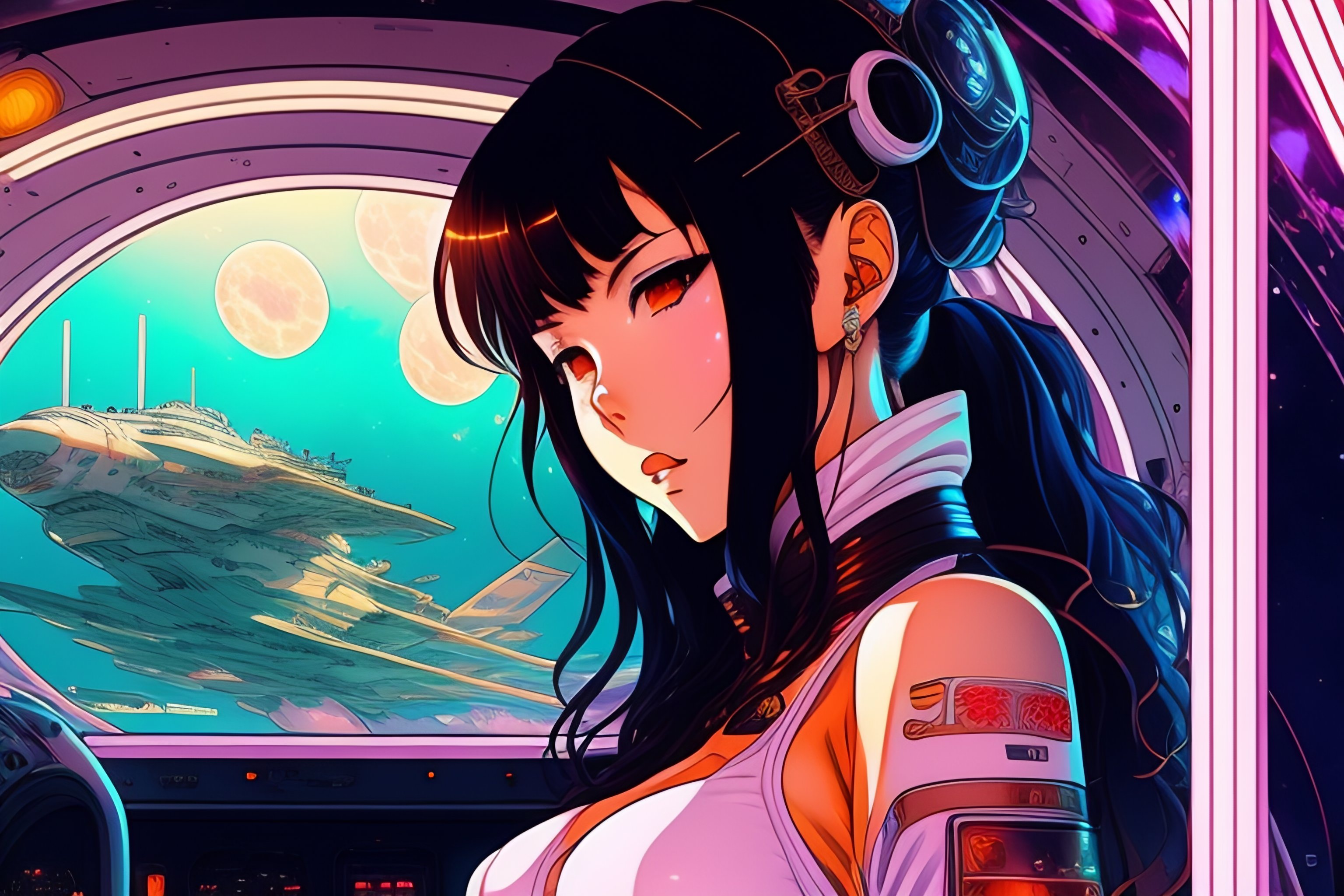Lexica - Anime style. cluttered starship interior; by kaethe butcher ...