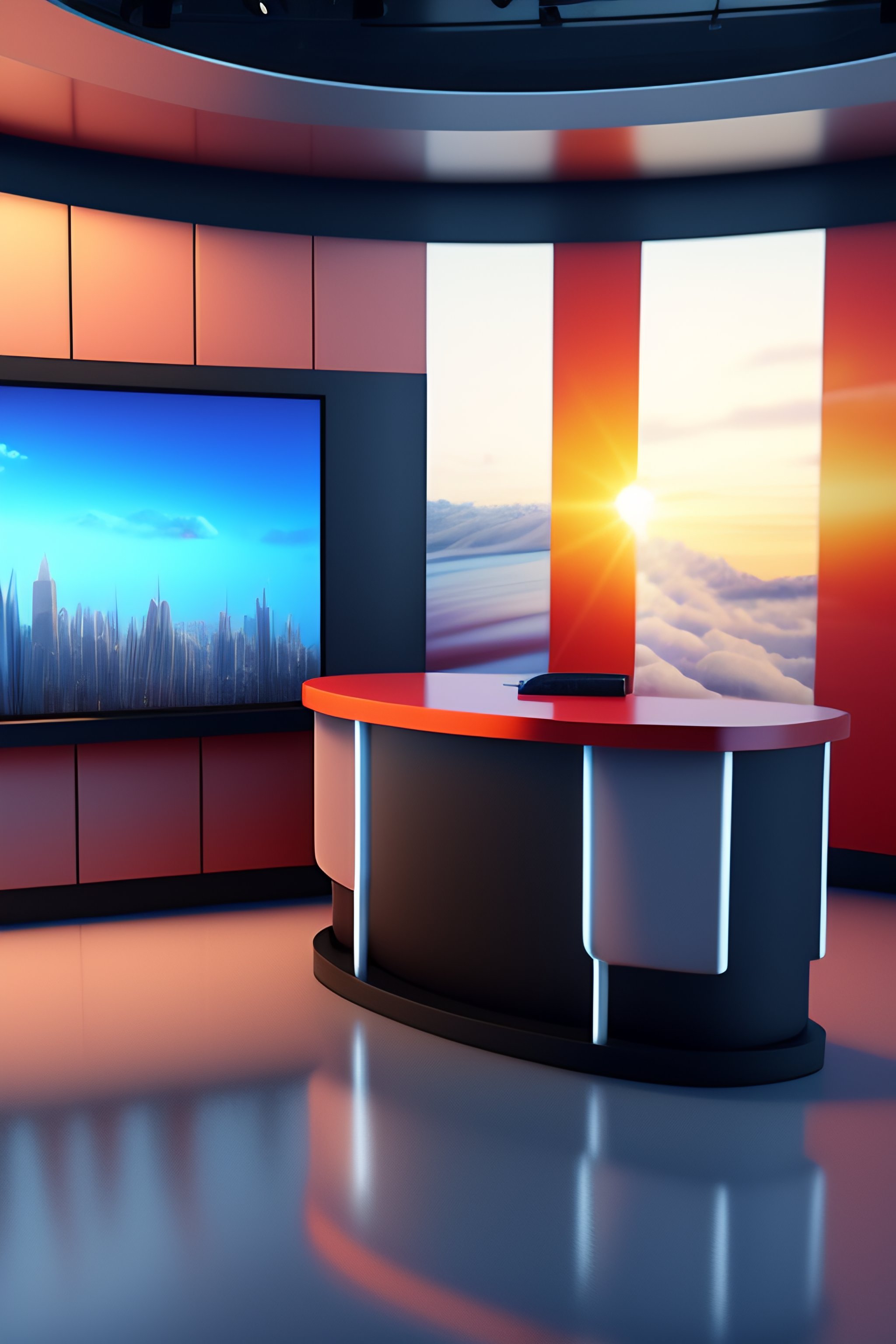 Lexica - A low poly 3d model of a television news studio with a ...