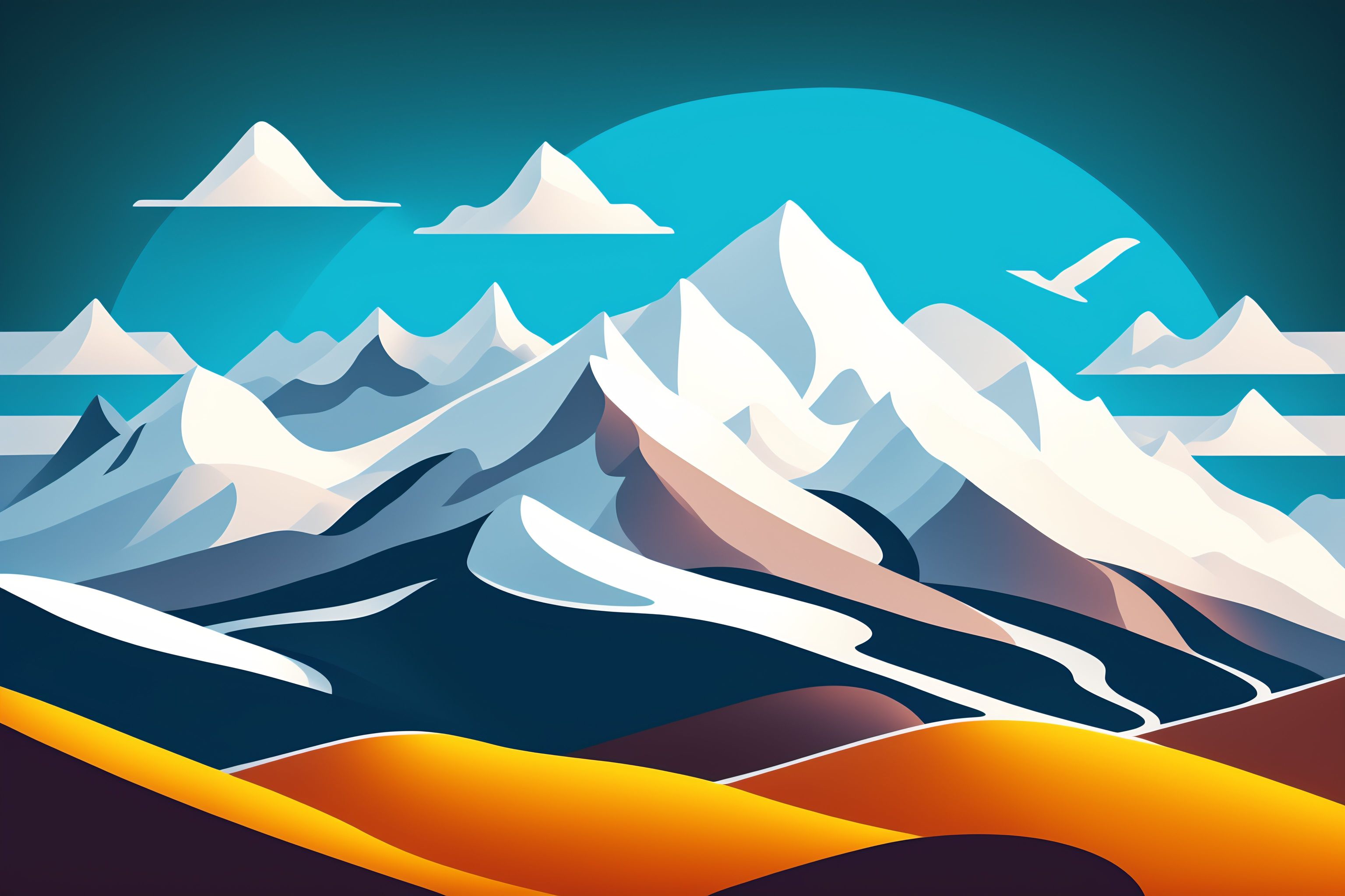 Lexica - Aerial view of snow capped mountain scene in Oregon, vector ...