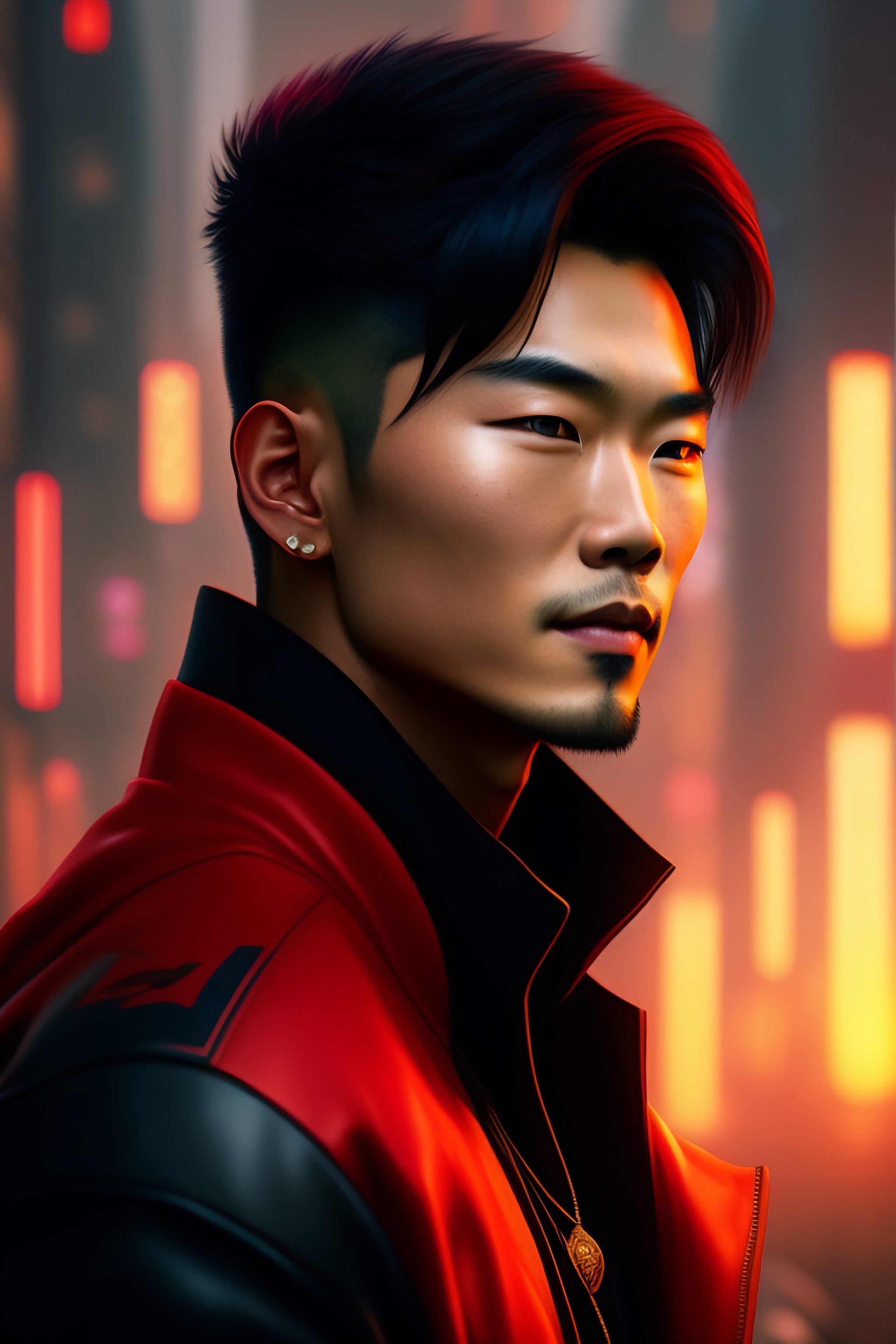 Lexica - Portrait of a young beautiful asian man with his arms crossed ...